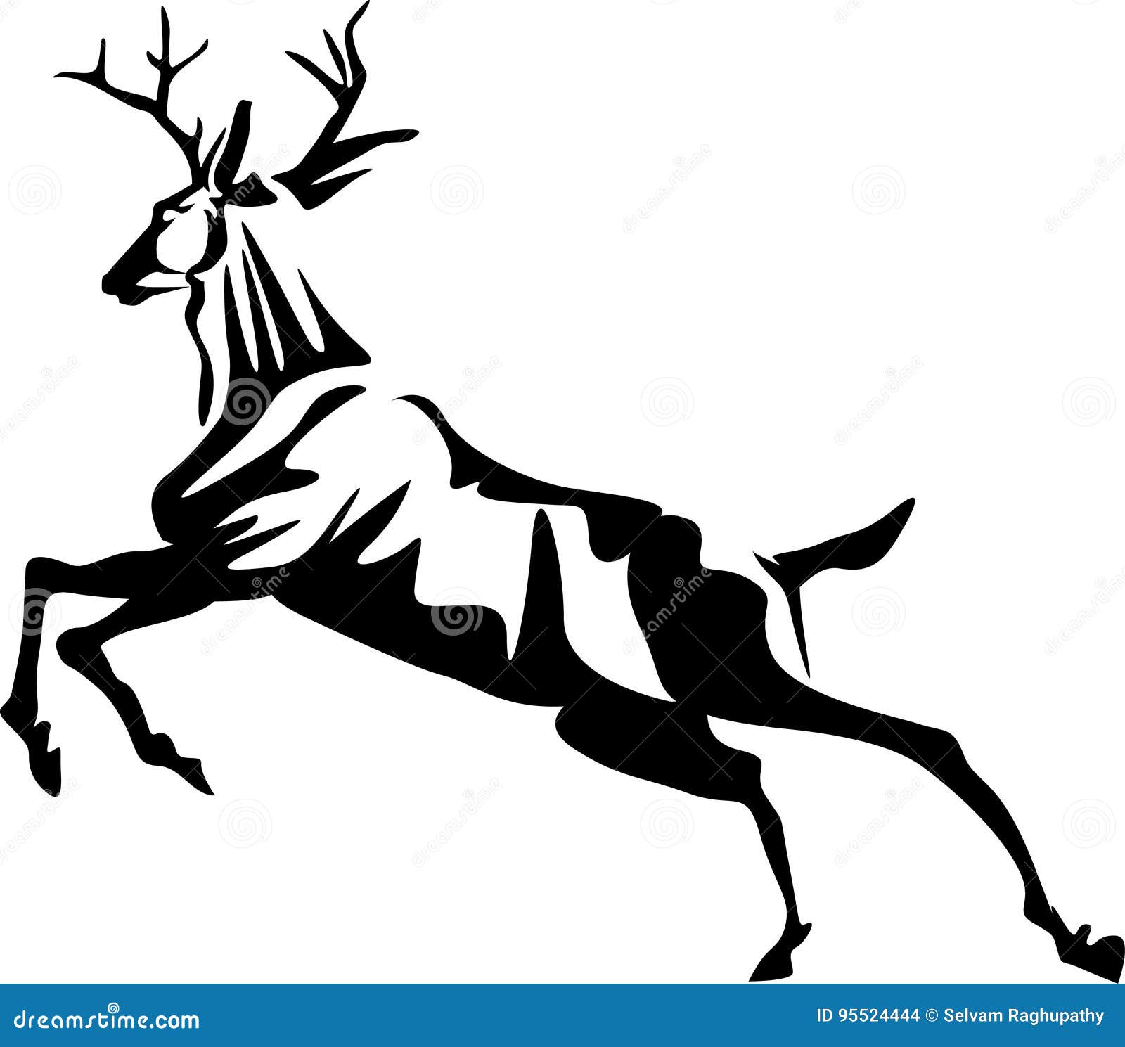 Laufender Hirsch vektor abbildung. Illustration von rotwild - 95524444