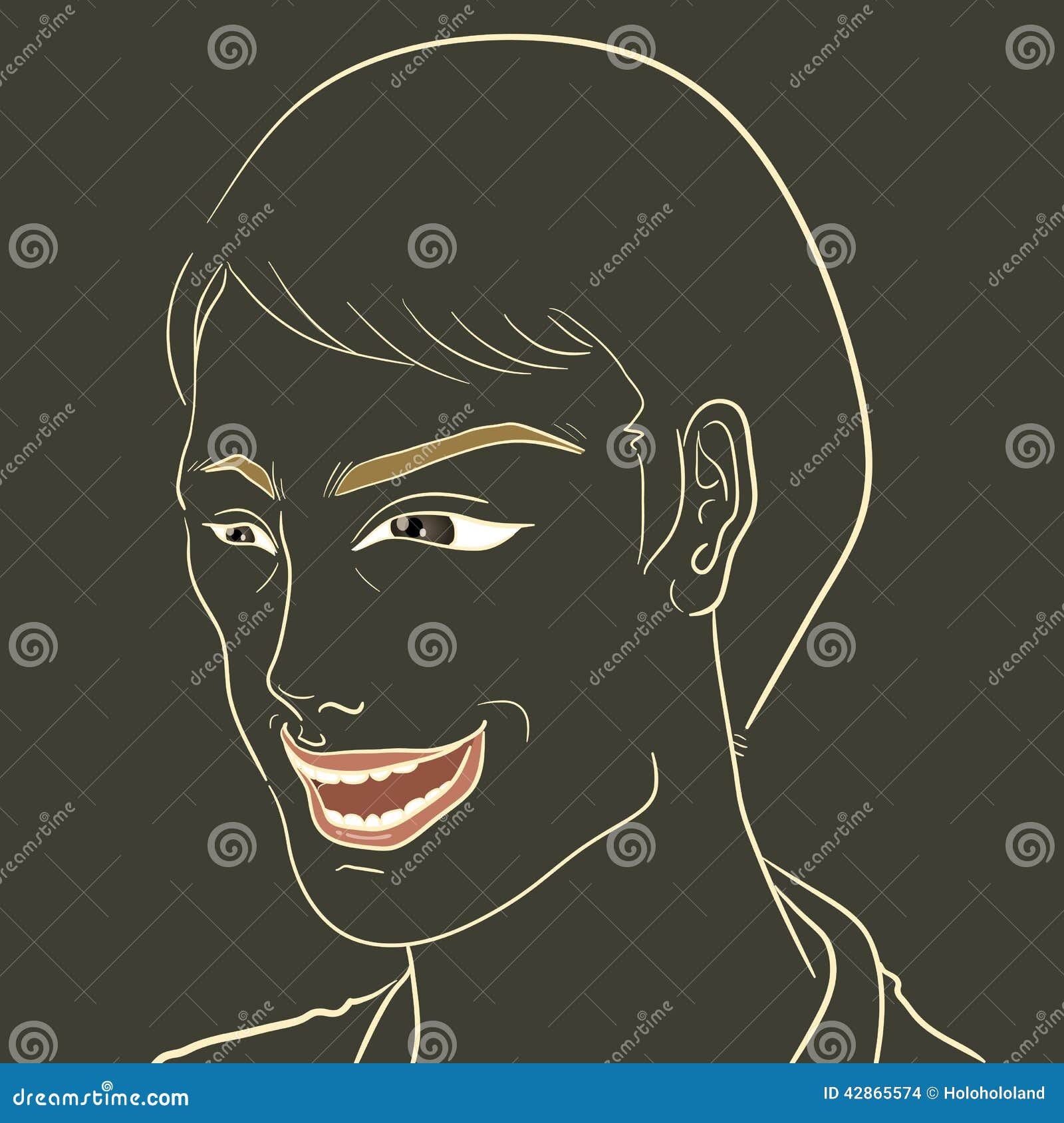 Outline Laugh Emoji Icon, With Editable Stroke. Laughing Emoticon Sign ...