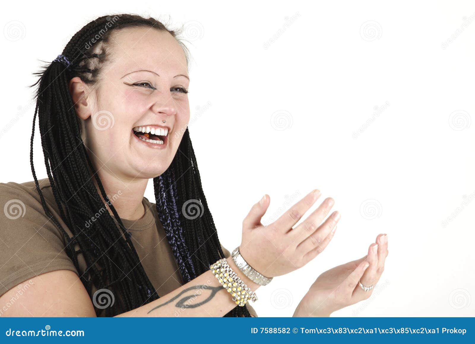 Laughing stock photo. Image of brunette, fashion, model - 7588582