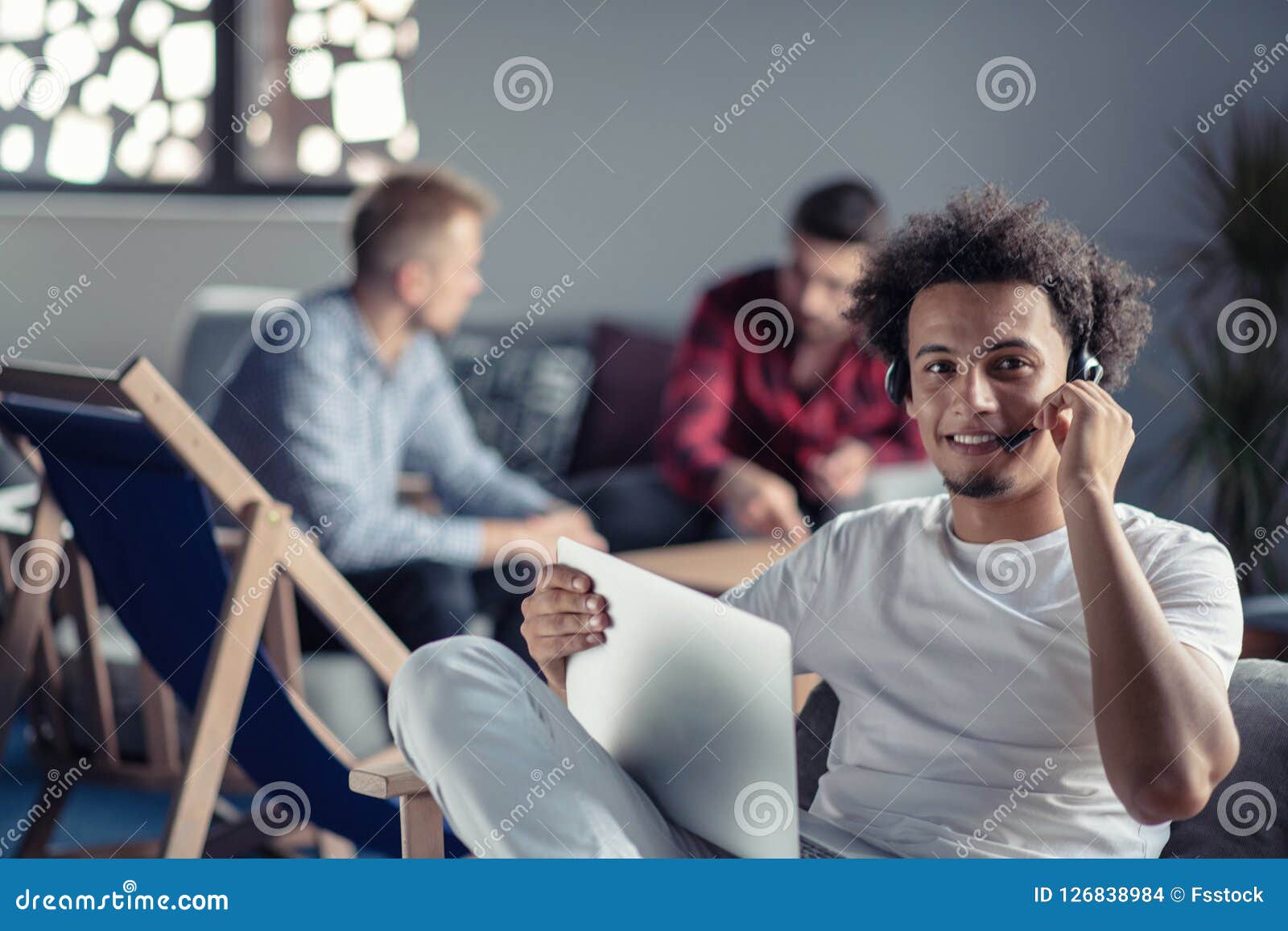 Laughing African American Hipster Software Developer at Computer at ...