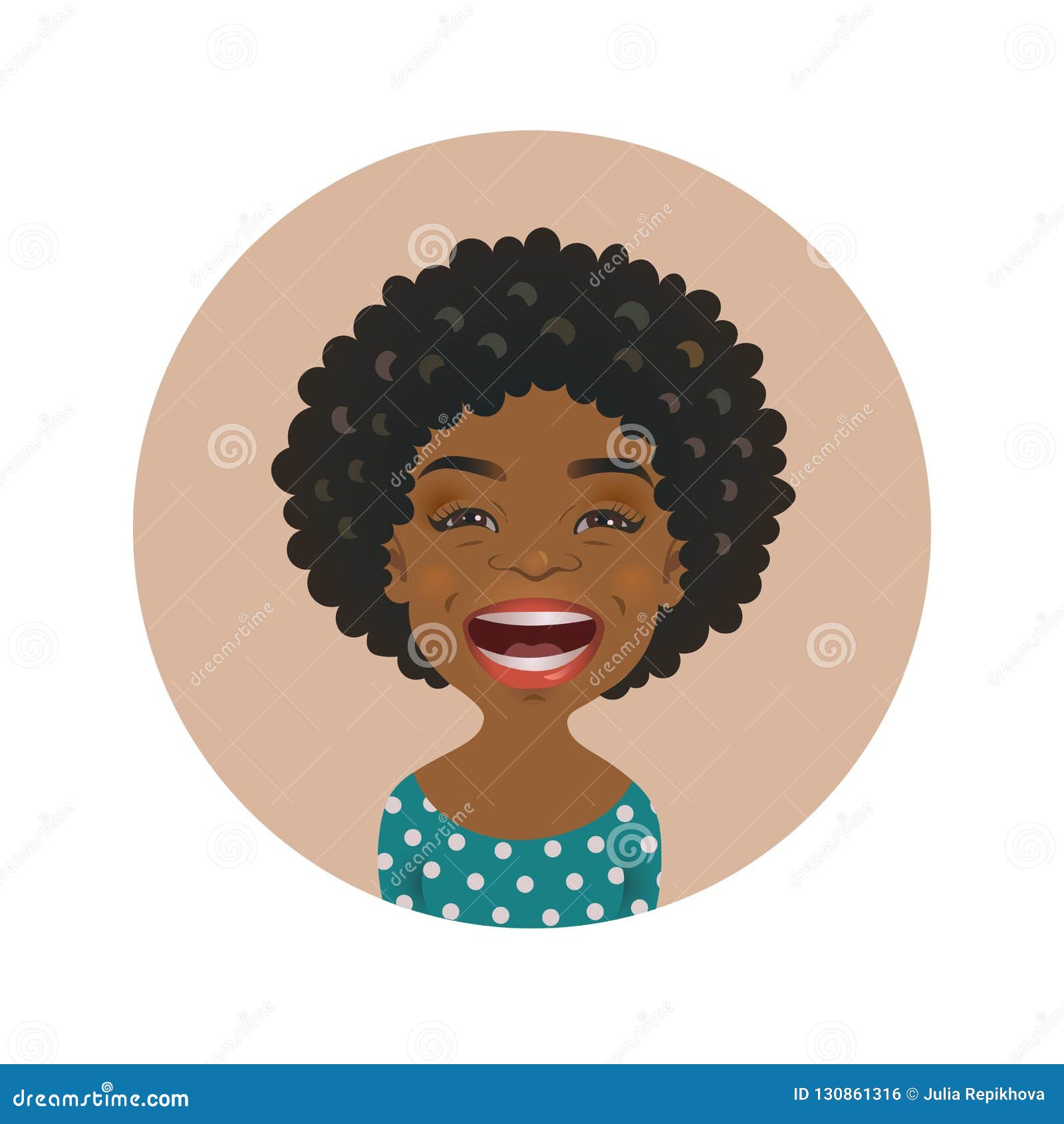 Laughing Afro American Woman Avatar African Girl Laugh Emoticon Cute