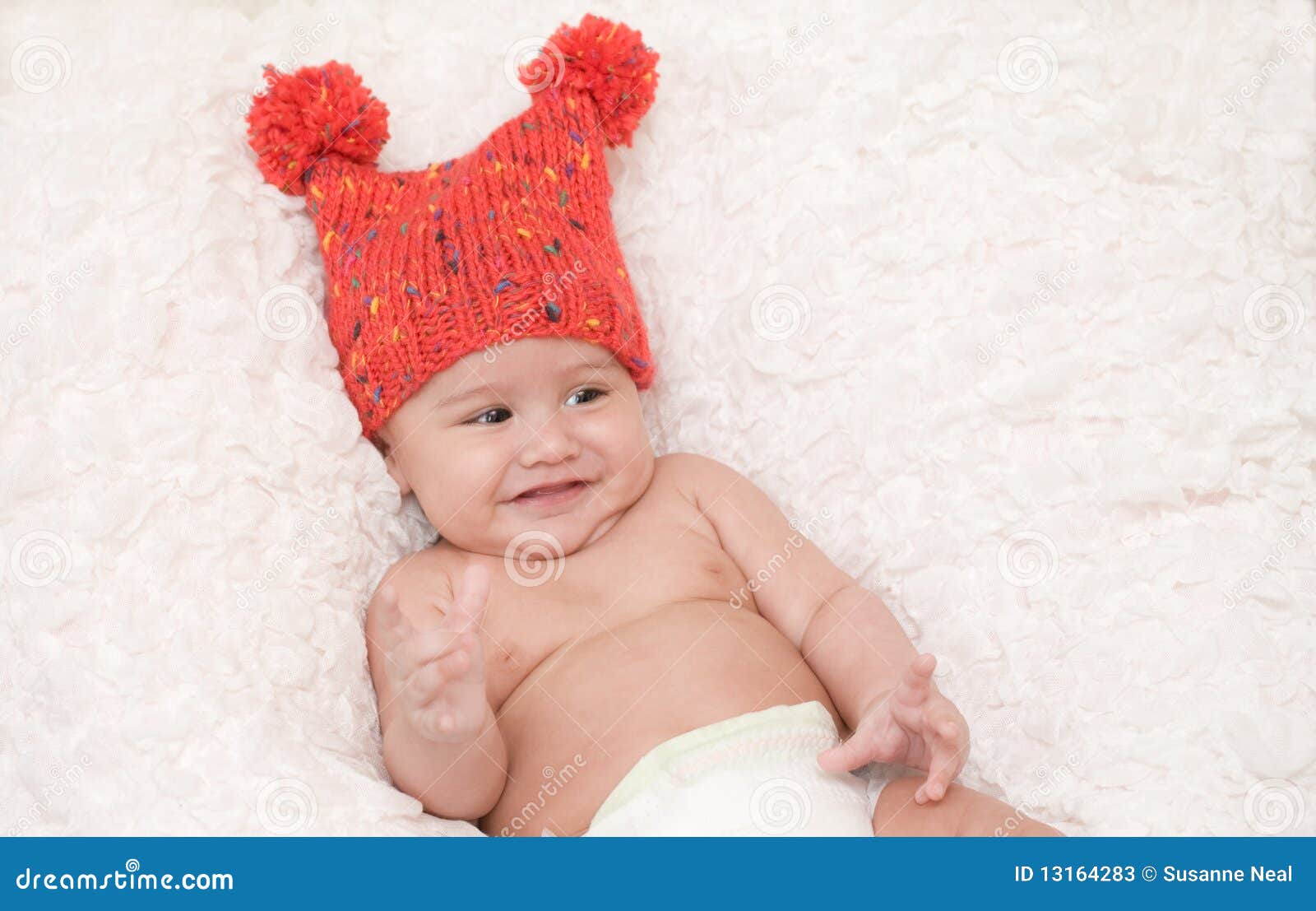 Laughing baby in red cap stock image. Image of little - 13164283