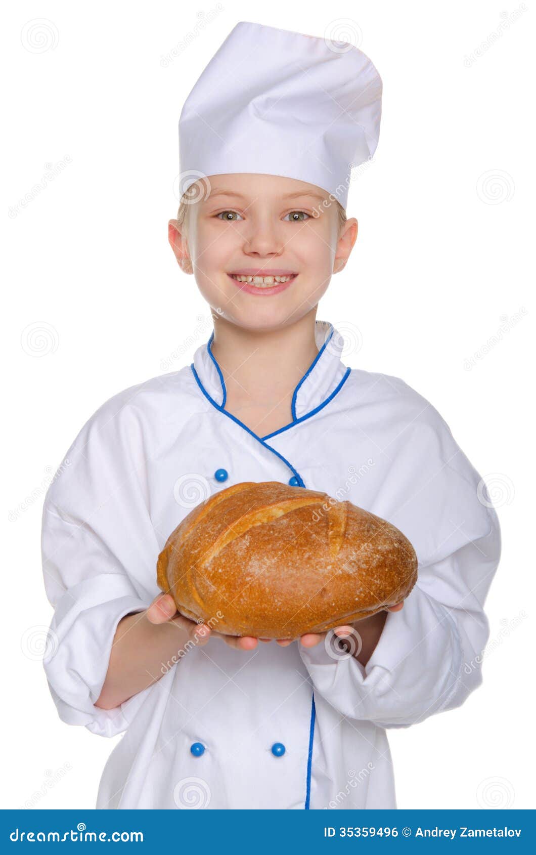 Laughing Baker with a Loaf of Bread Stock Photo - Image of food ...