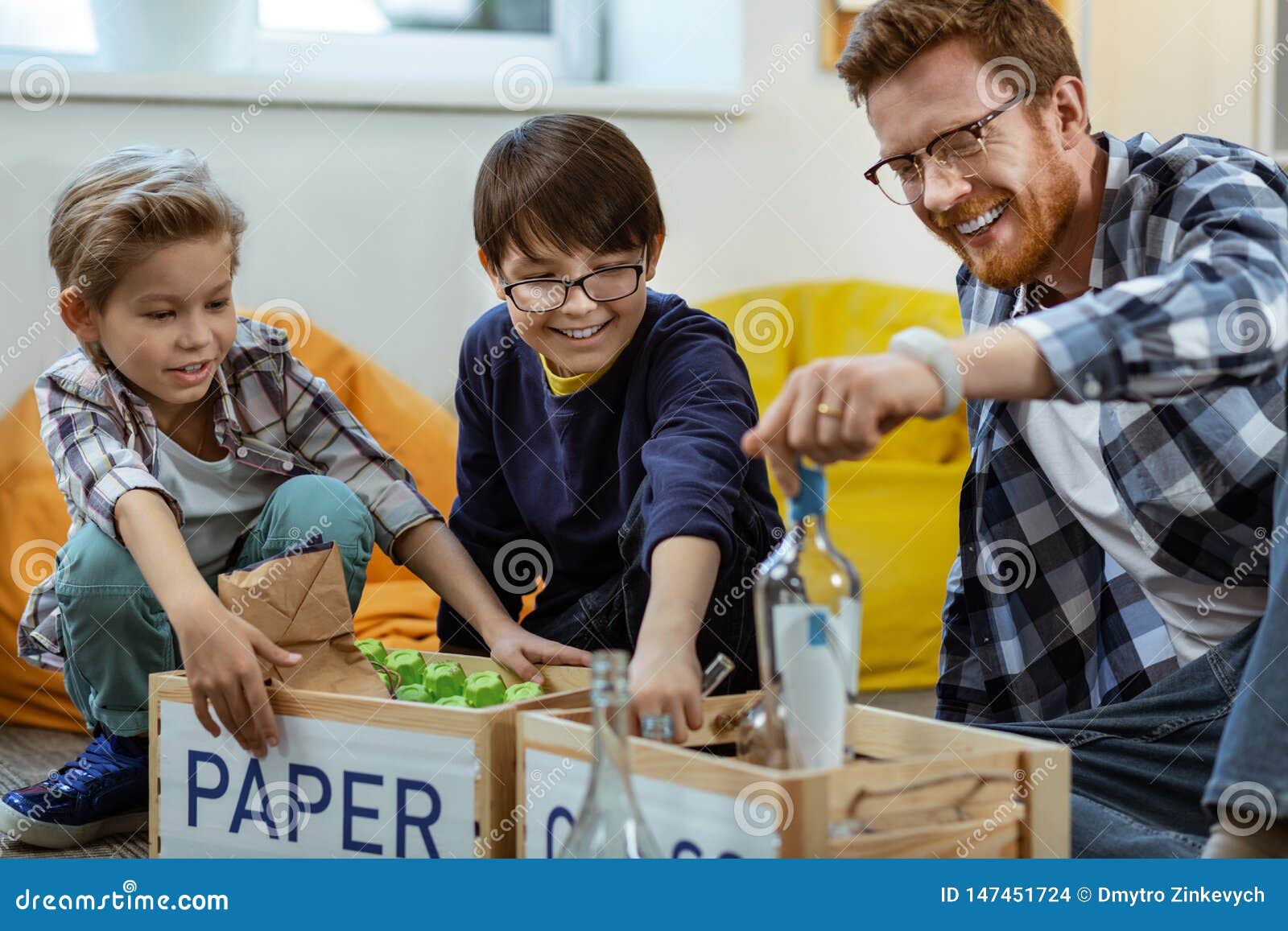 Laughing Bearded Tutor Being Satisfied with Intense Work of His Pupils ...