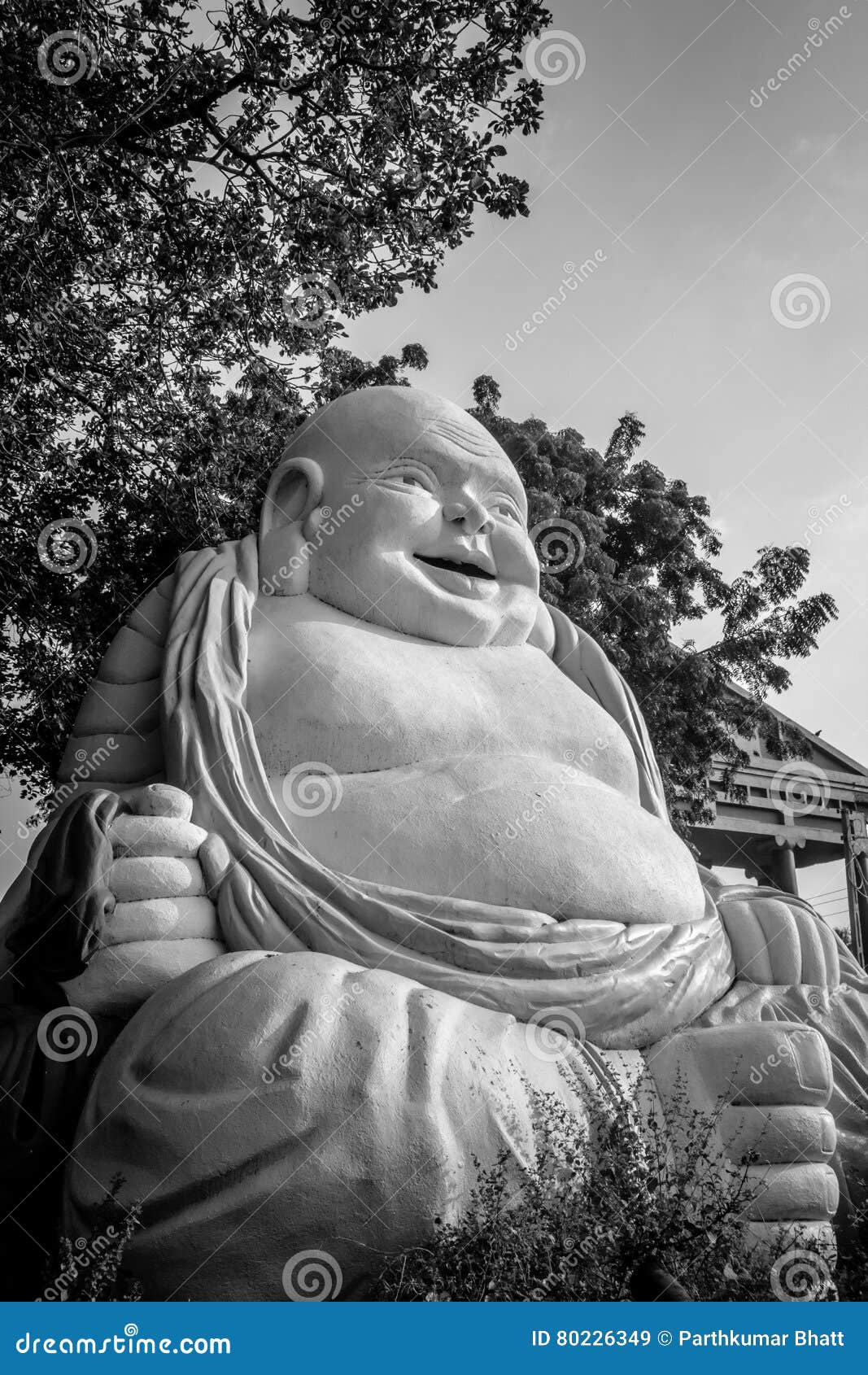 Laughing Buddha stock image. Image of happily, raised - 80226349