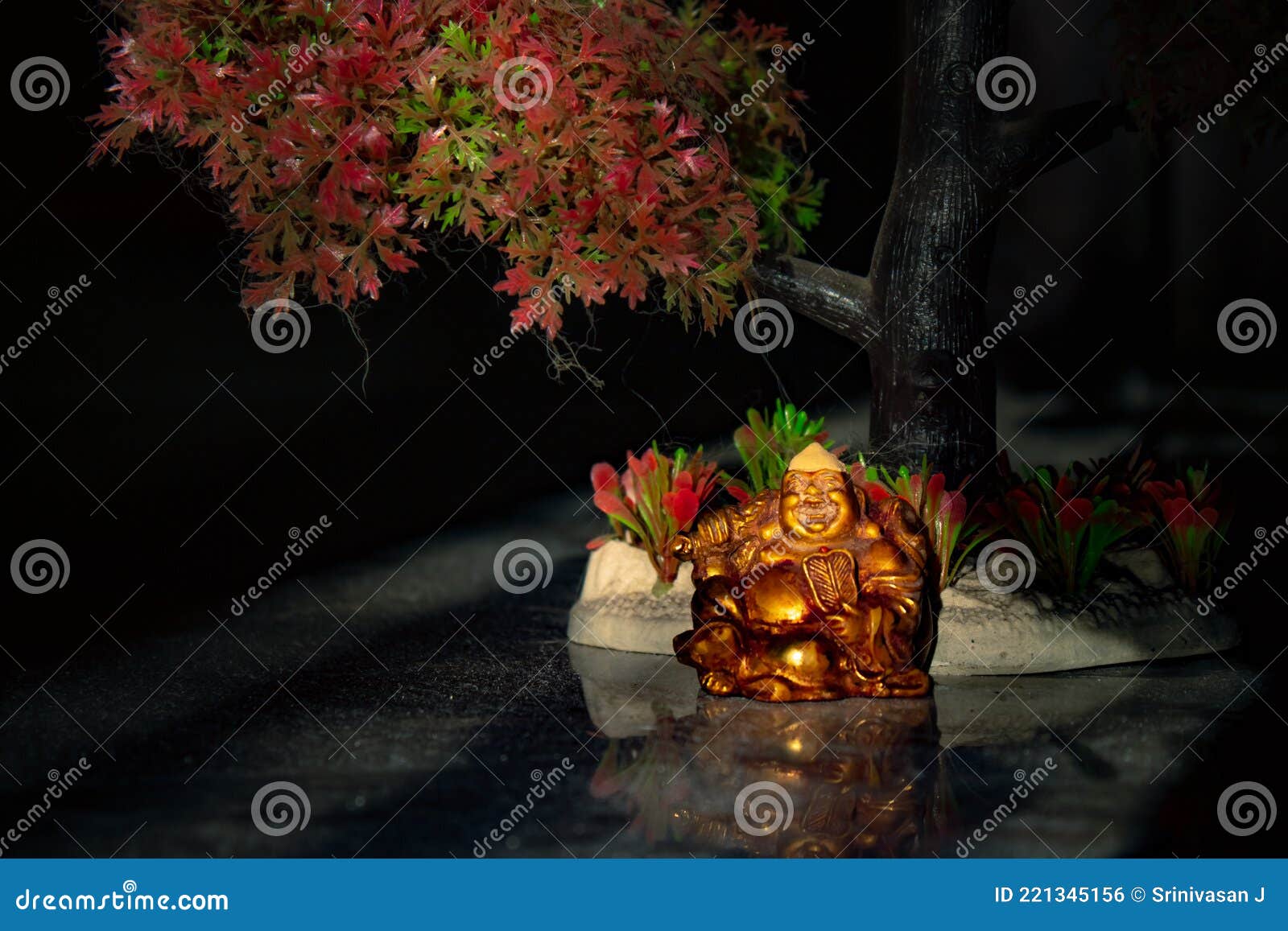 Laughing Buddha Statue On Under The Tree. Statue Of Laughing Buddha ...