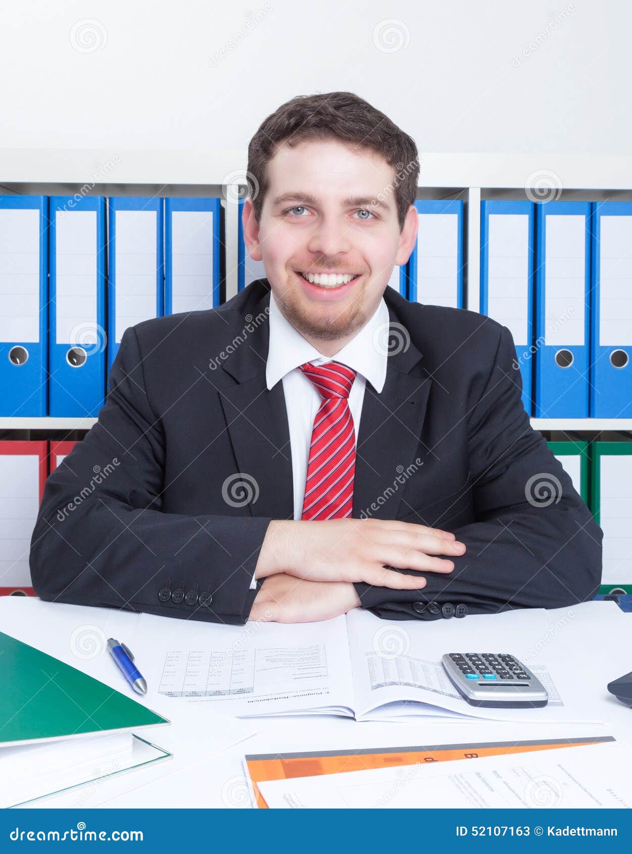 Laughing Businessman in a Black Suit at Office Stock Image - Image of ...