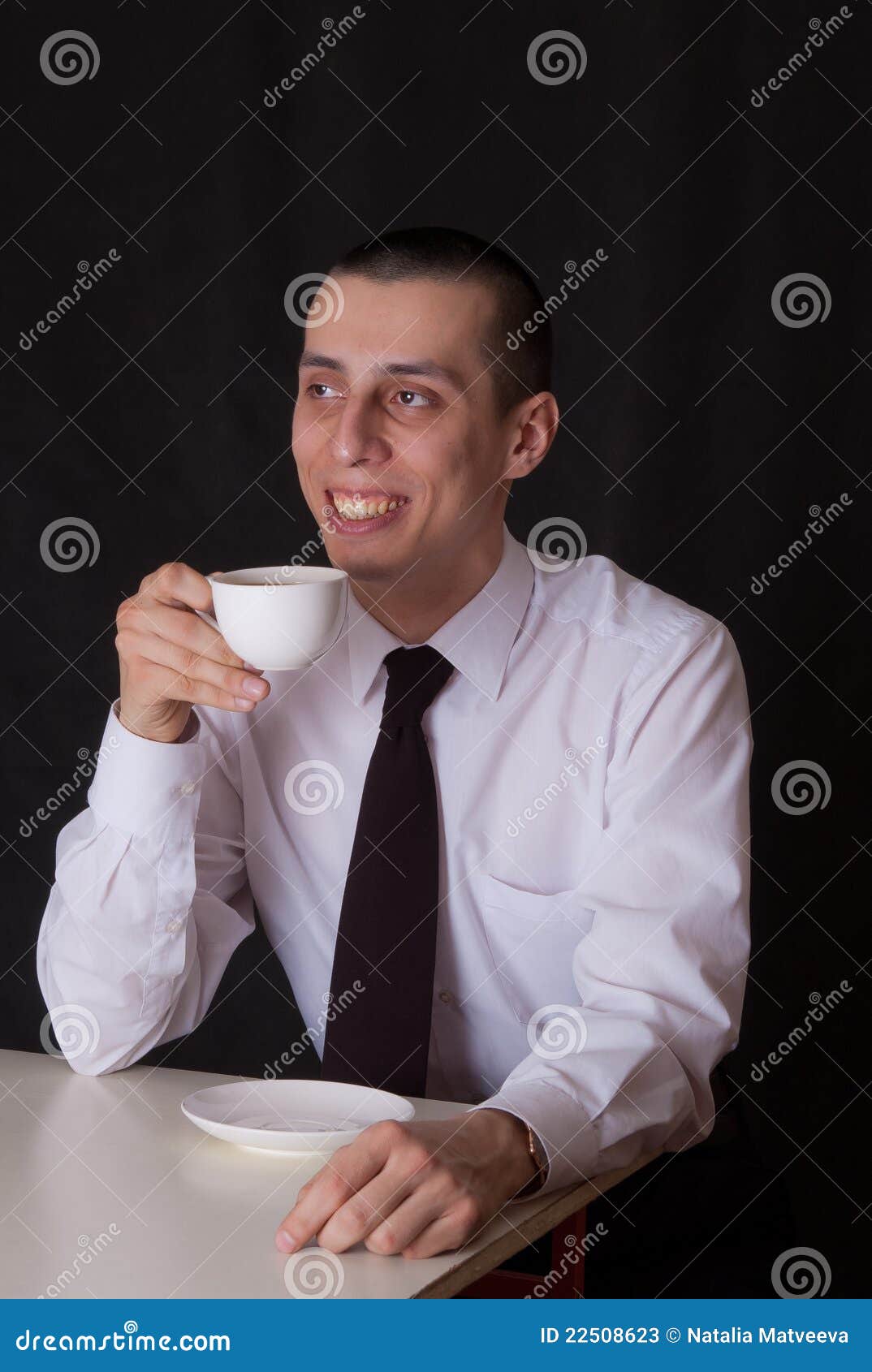 Laughing Businessman Drinking Coffee Stock Image - Image of happy ...