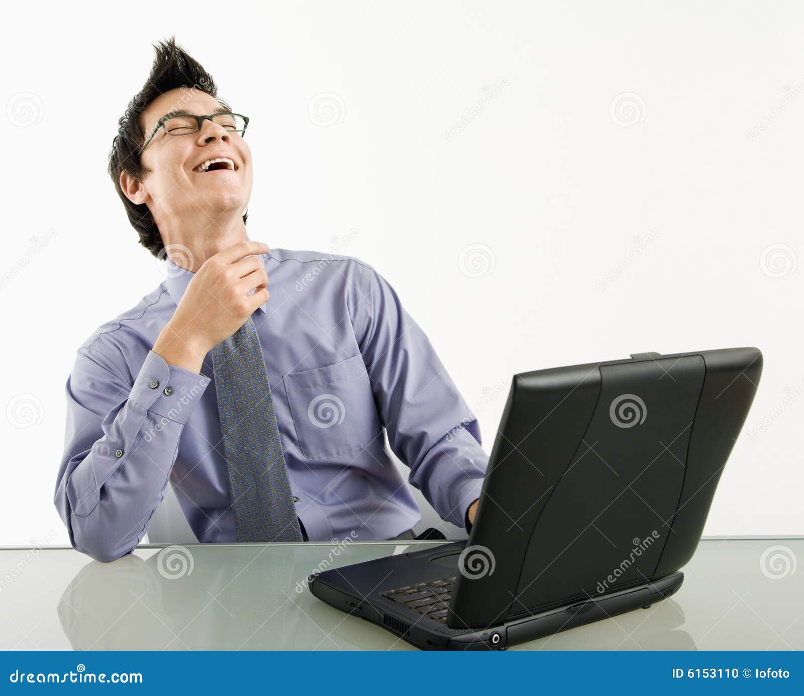 Laughing Businessman on Laptop. Stock Photo - Image of communication ...