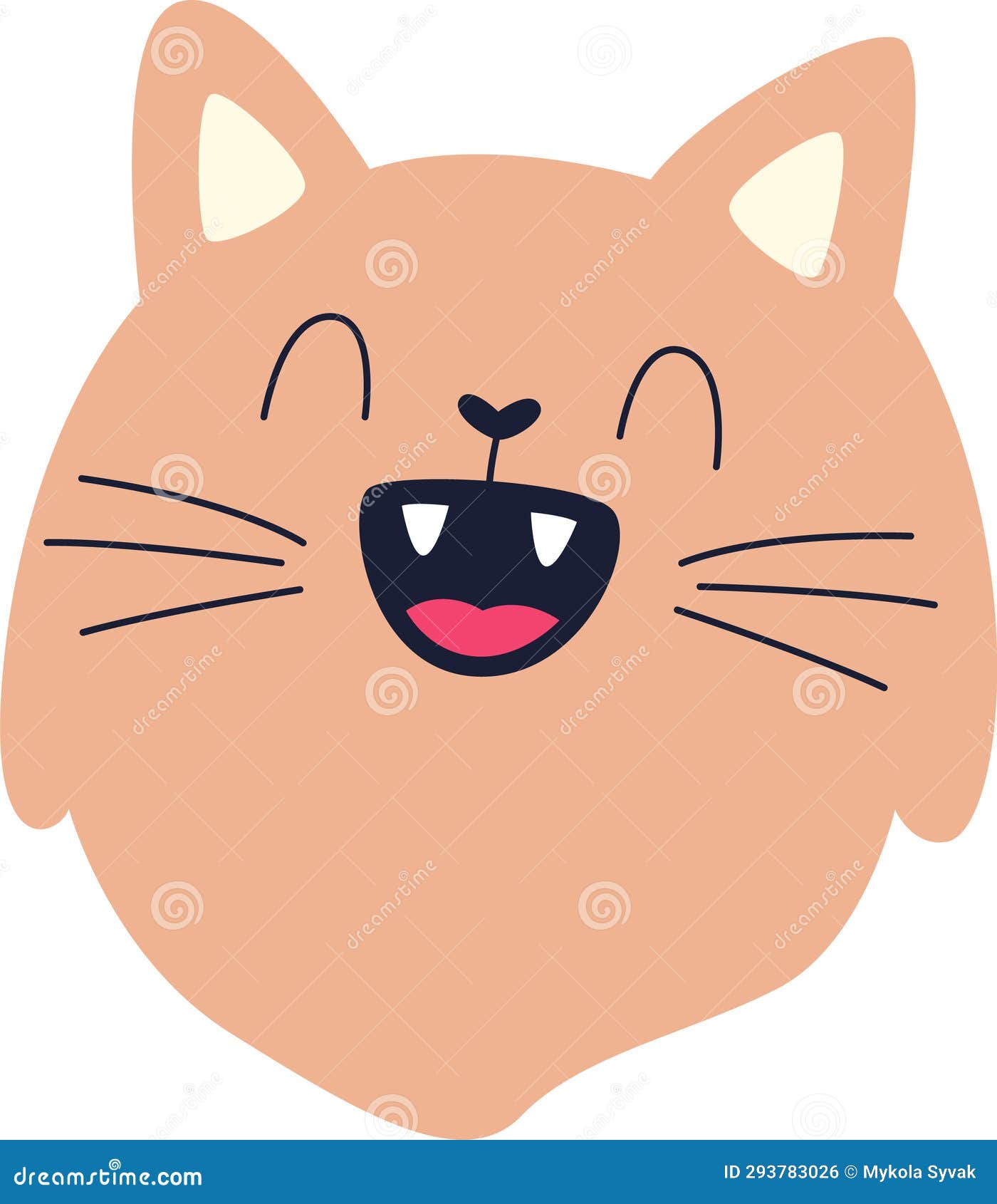 Laughing Cat Face stock vector. Illustration of kitty - 293783026