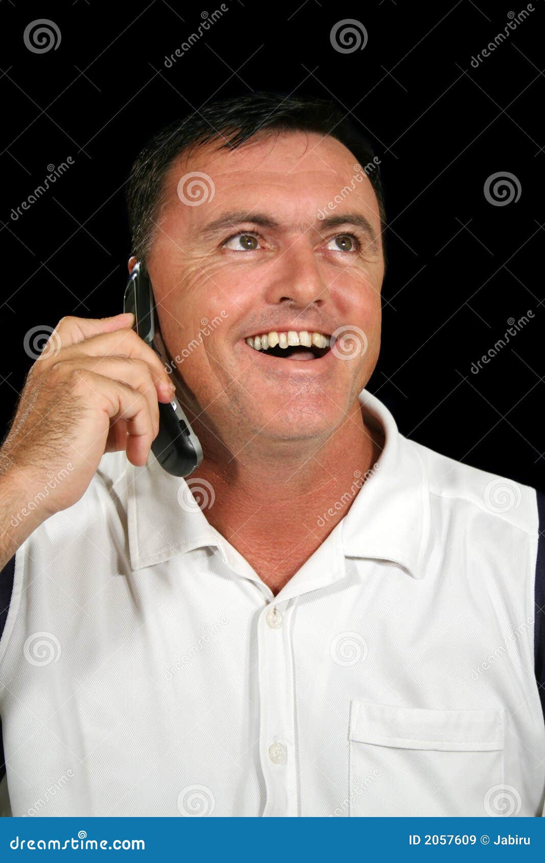 Laughing Cell Phone Man stock image. Image of jovial, listen - 2057609