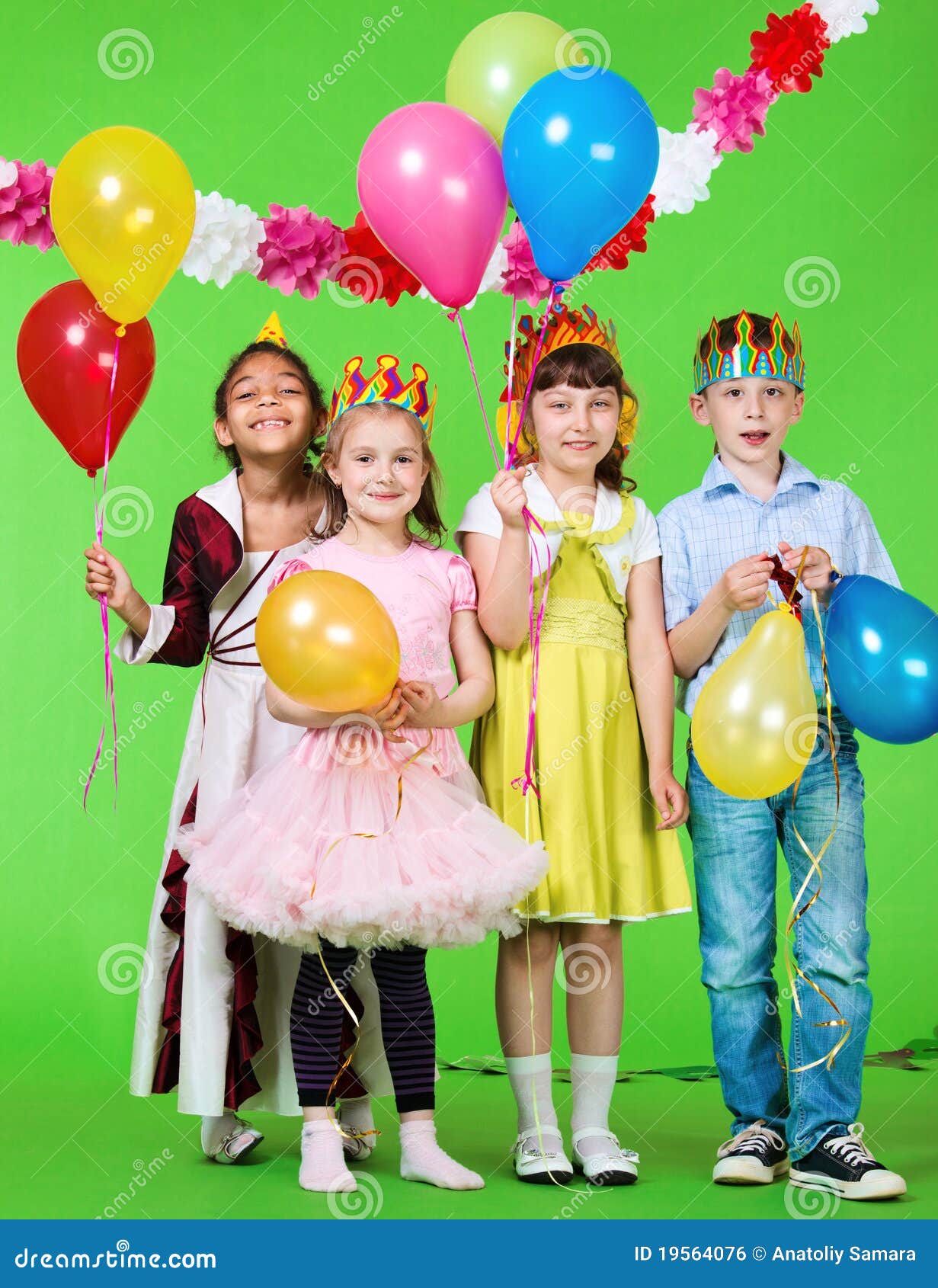 Laughing Children with Balloons Stock Photo - Image of attractive ...