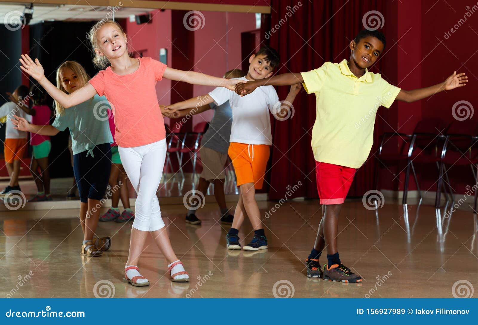 Laughing Children Trying Dancing Partner Dance Stock Image - Image of ...