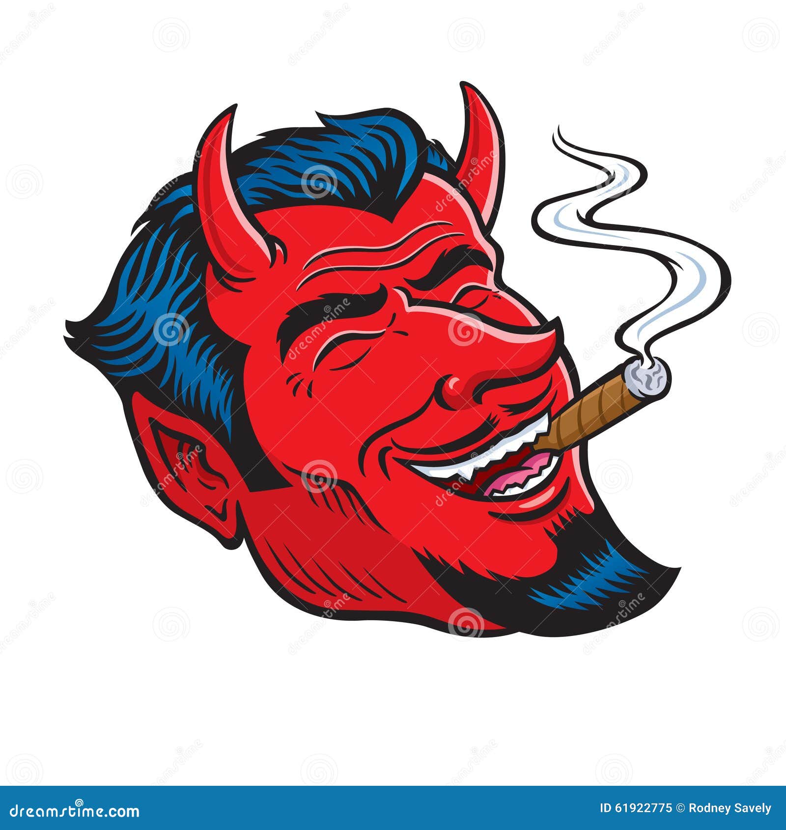 Laughing Devil Face Smoking Cigar Stock Illustration - Illustration of ...