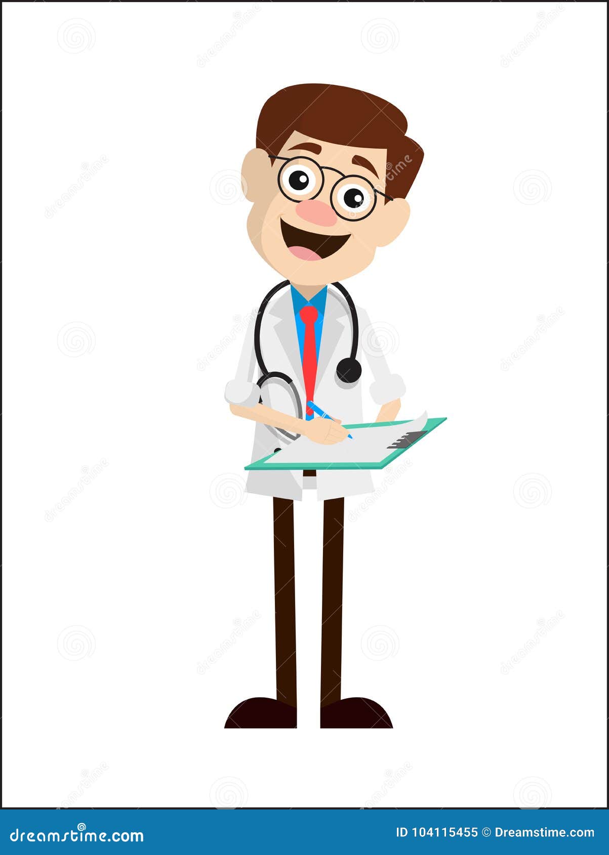 Laughing Doctor Writing Notes Vector Illustration Stock Illustration ...