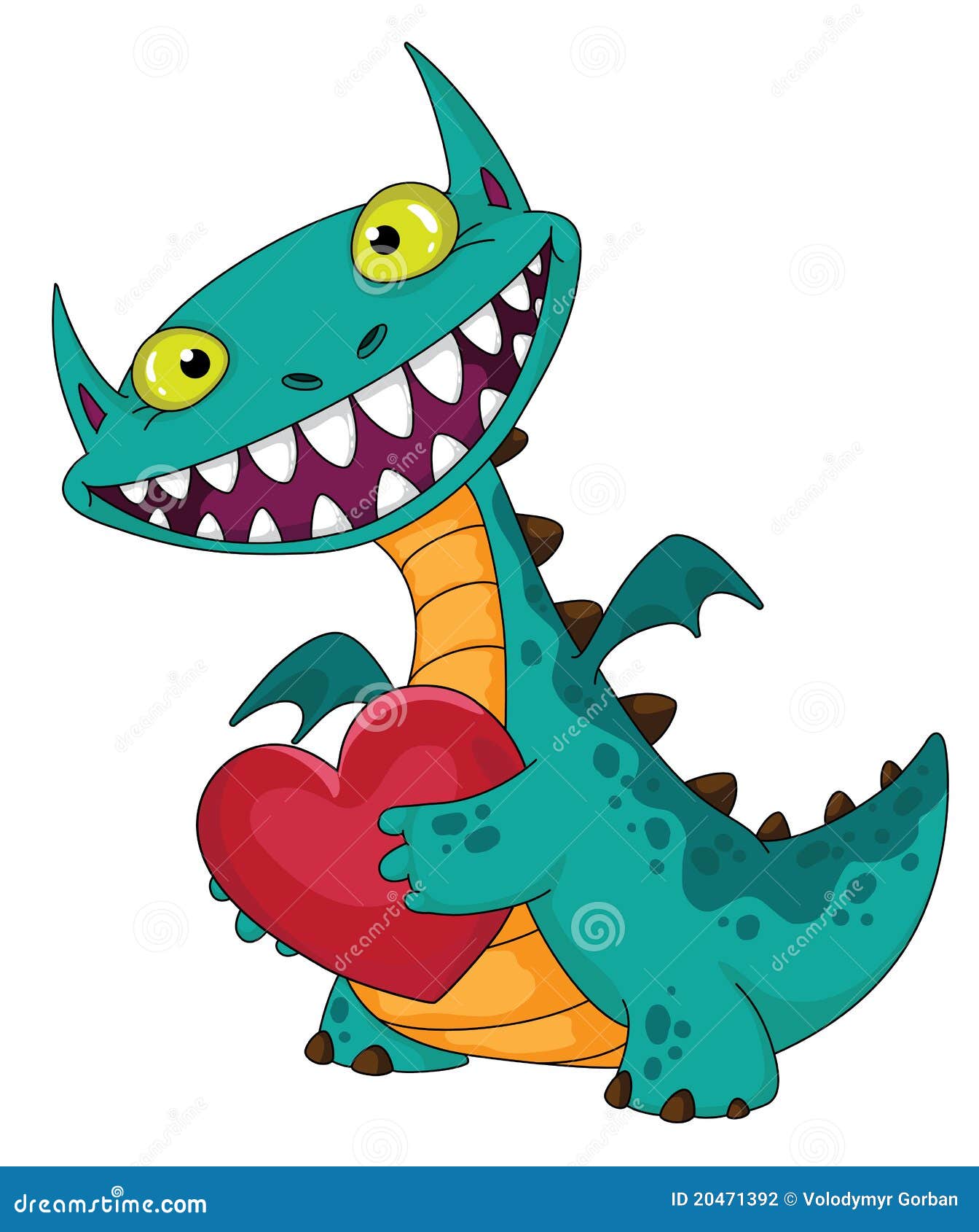 Laughing dragon and heart stock vector. Illustration of fairy - 20471392