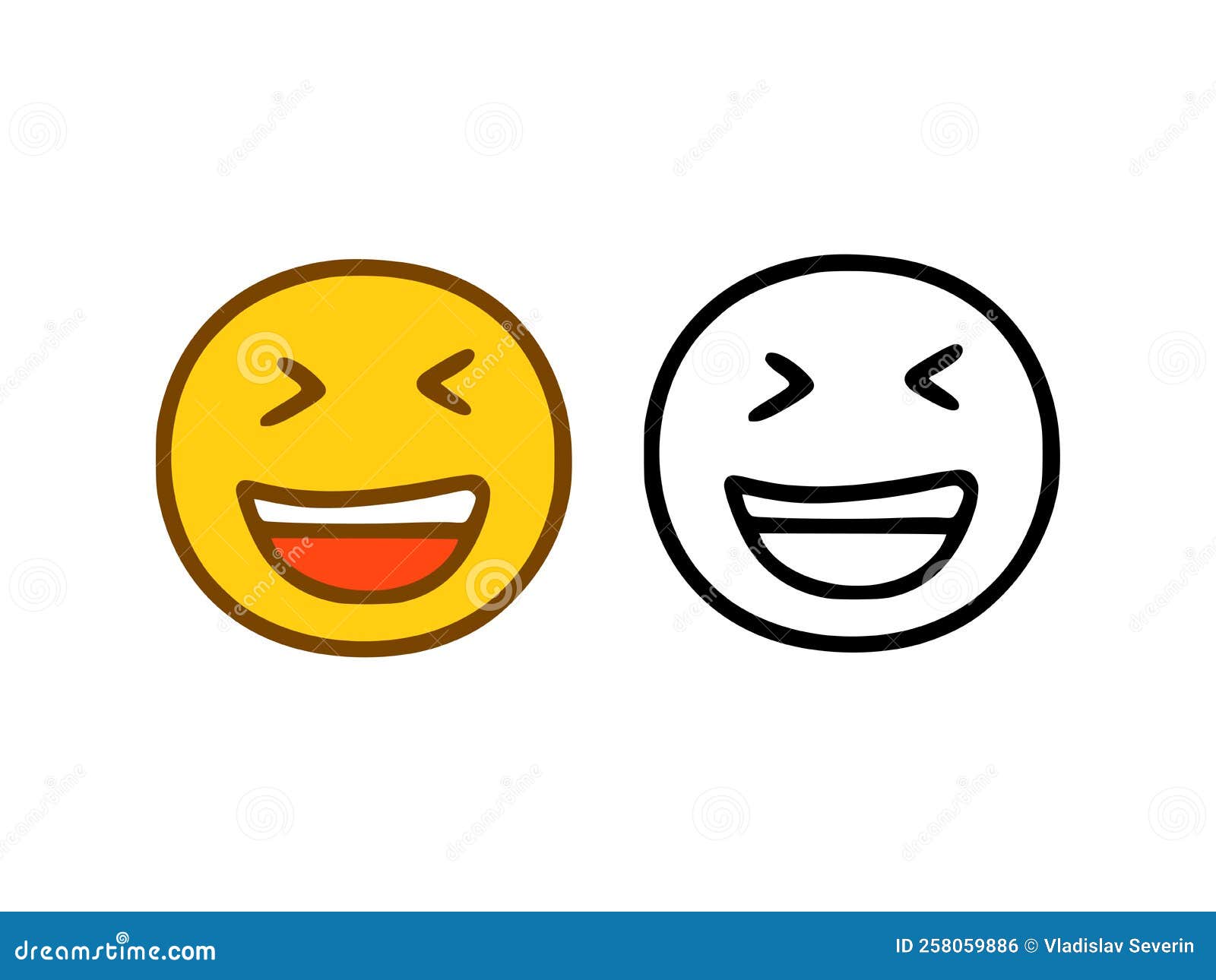 Laughing Emoticon in Doodle Style Stock Illustration - Illustration of ...