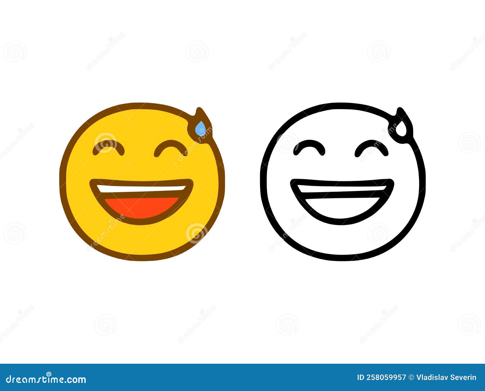 Laughing Emoticon in Doodle Style Stock Illustration - Illustration of ...