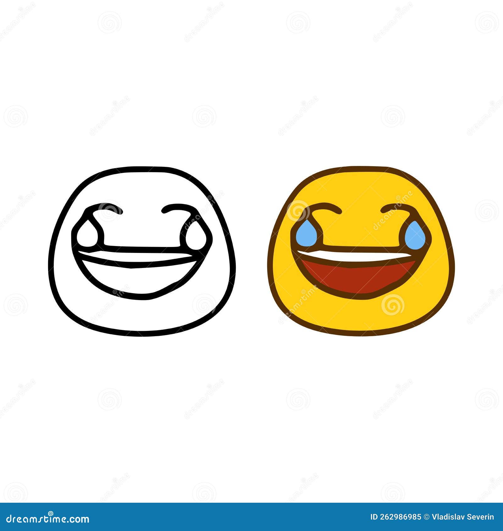 Laughing Emoticon in Doodle Style Stock Illustration - Illustration of ...