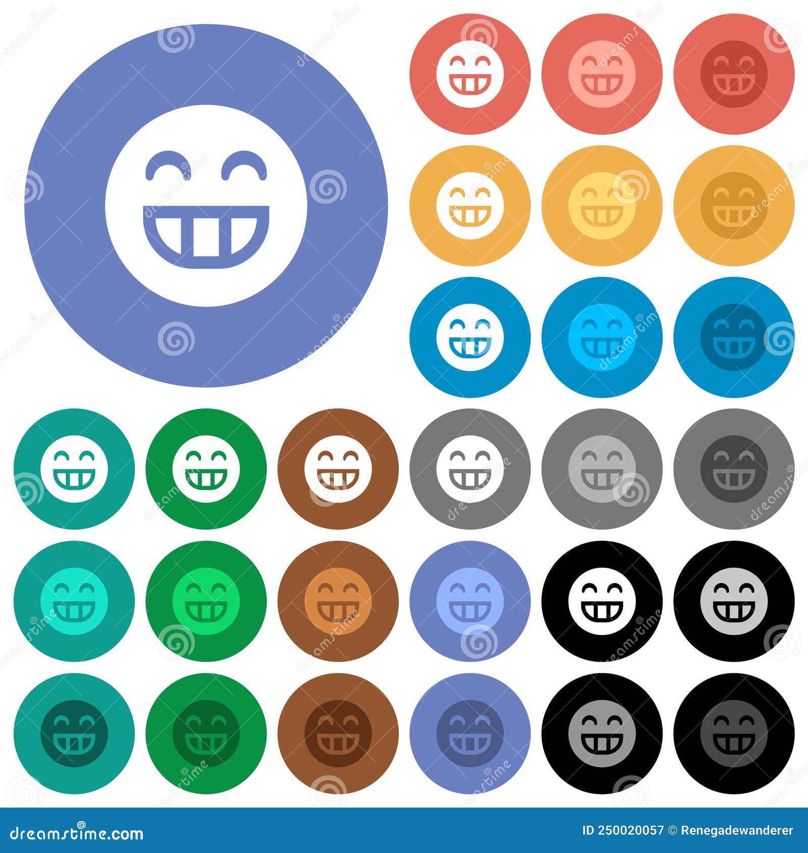 Laughing Emoticon Solid Round Flat Multi Colored Icons Stock Vector ...