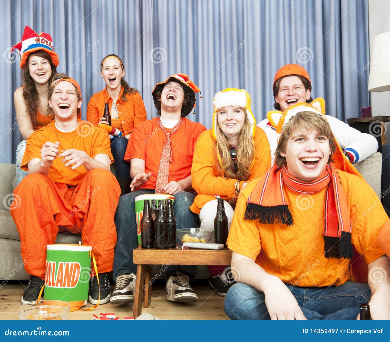 Laughing fans stock image. Image of decorations, bottle - 14359497