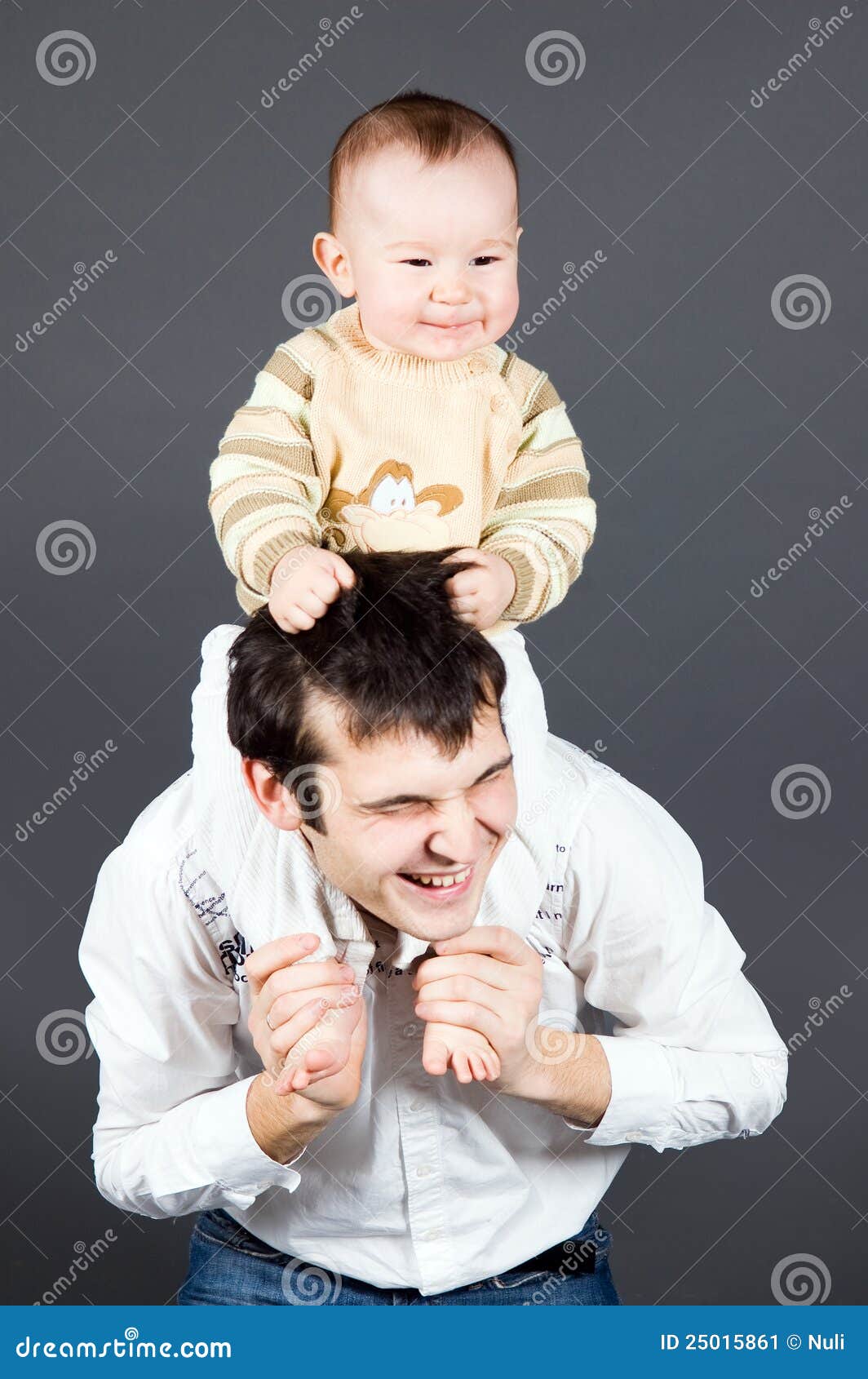 Laughing Father Holding His Smiling Little Son on Stock Image - Image ...