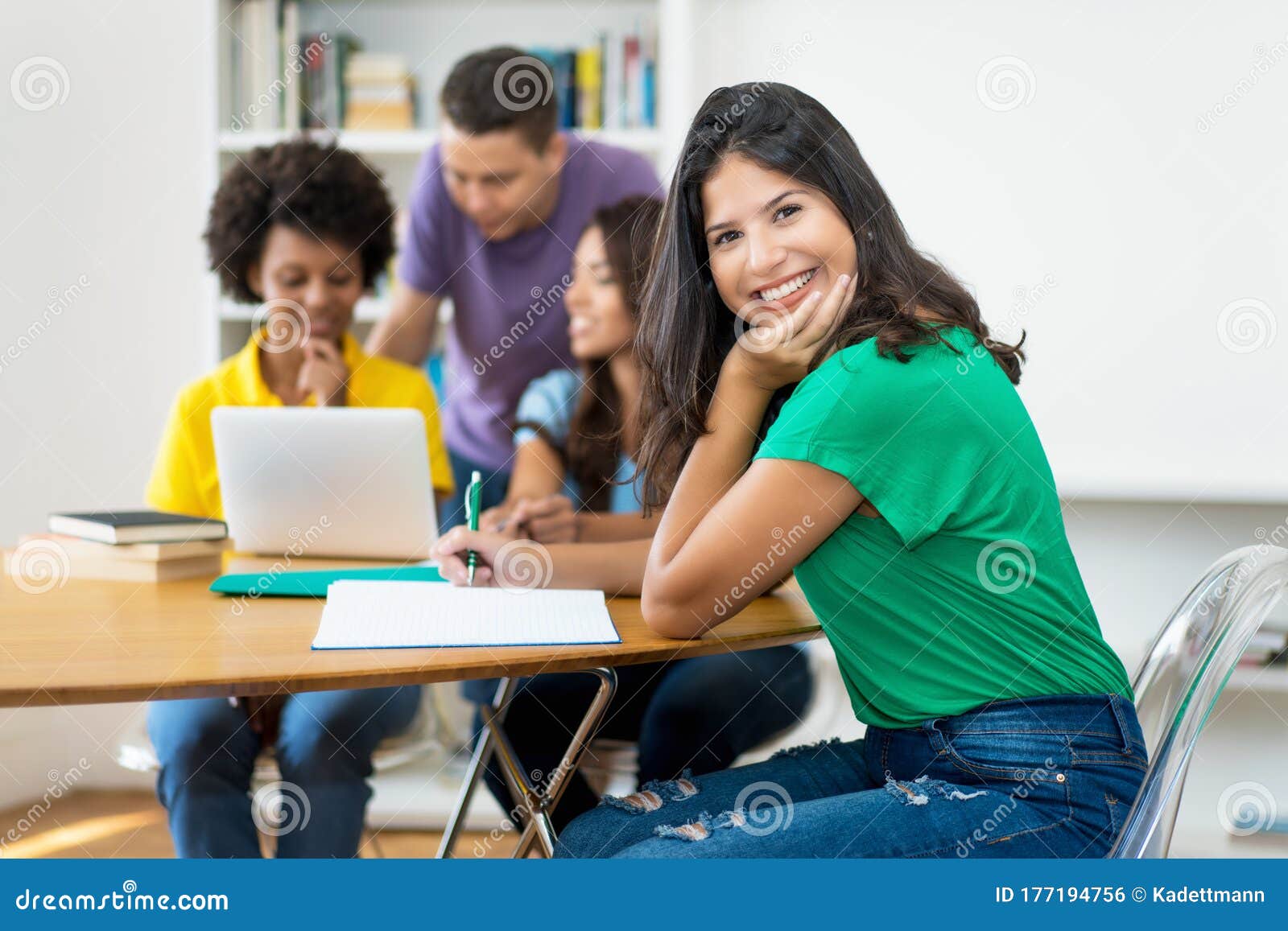 Laughing Female Student with Group of Multi Ehtnic Students Stock Photo ...