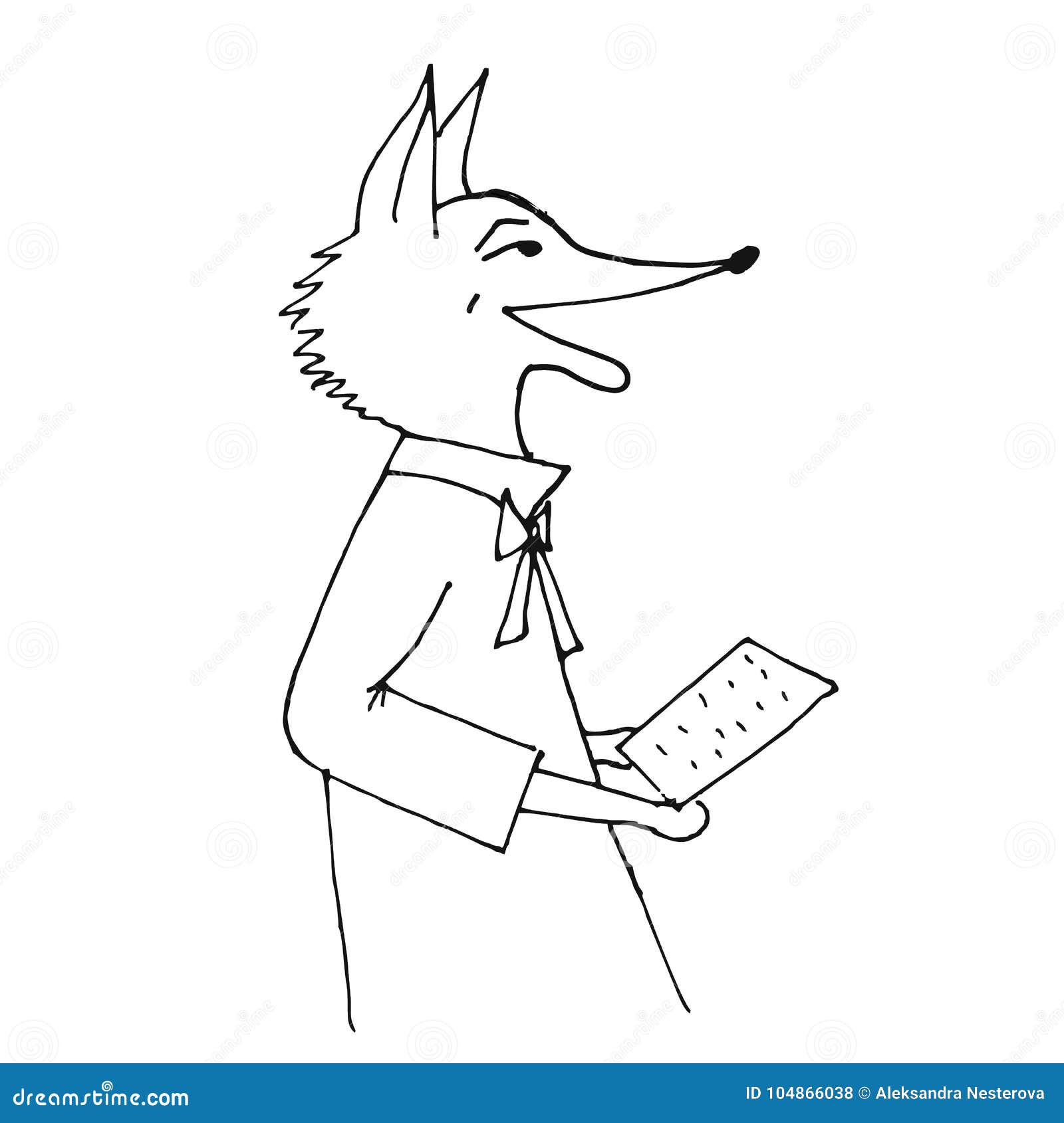 Laughing fox who reads stock vector. Illustration of drawing - 104866038