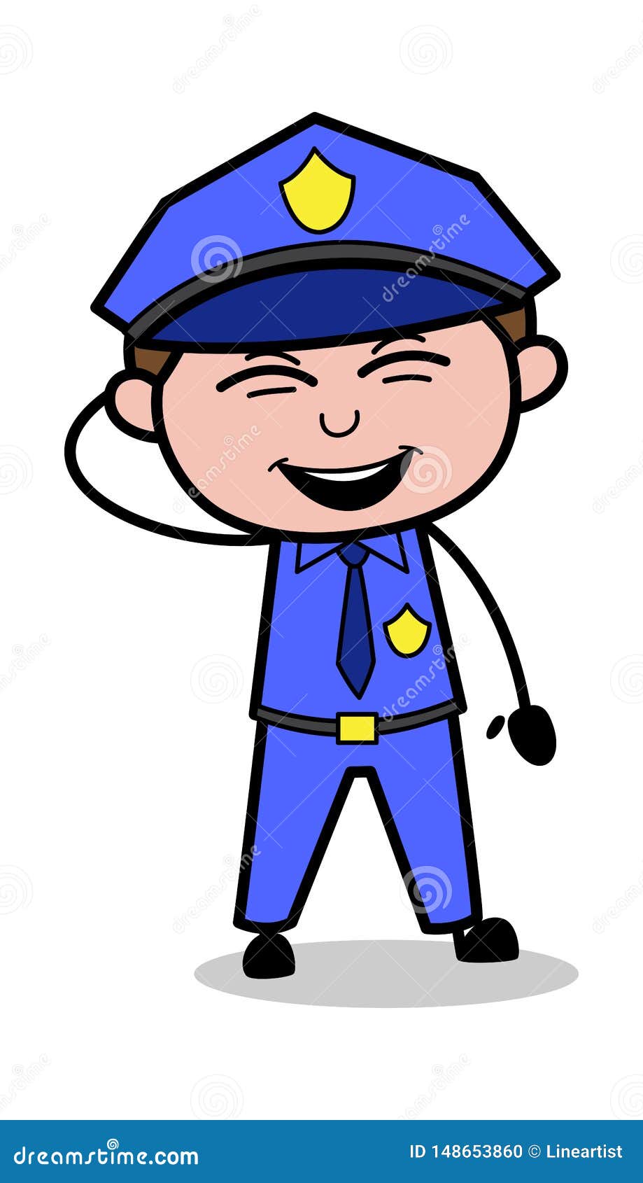 Laughing with Fun - Retro Cop Policeman Vector Illustration Stock ...