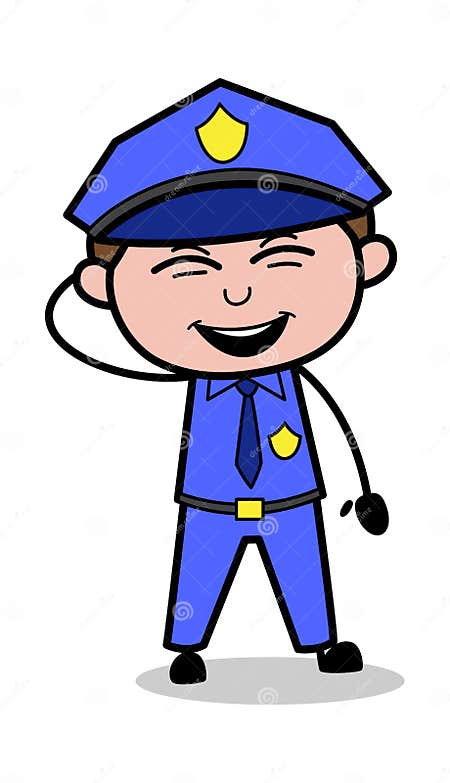 Laughing with Fun - Retro Cop Policeman Vector Illustration Stock ...
