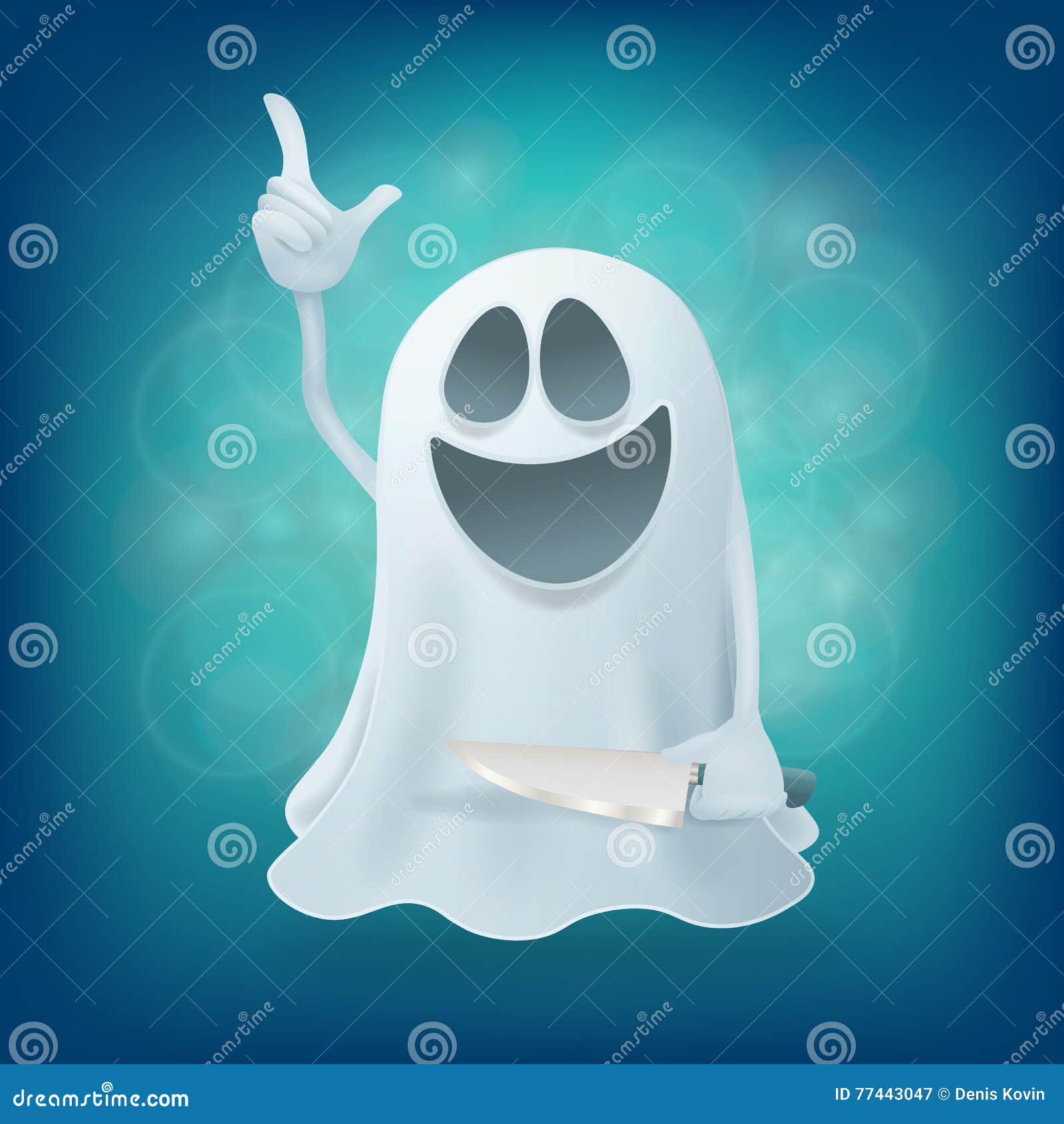 Laughing Funny Cartoon Ghost Character with Knife Stock Illustration ...