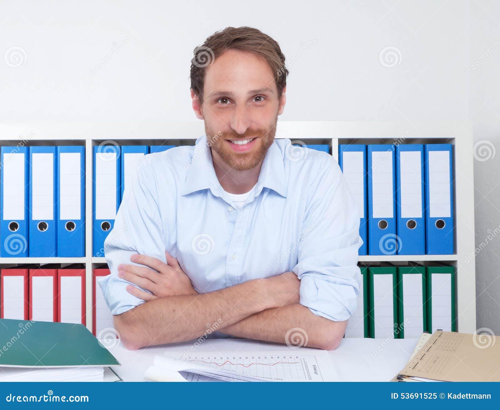 Laughing German Businessman at Office Stock Image - Image of european ...