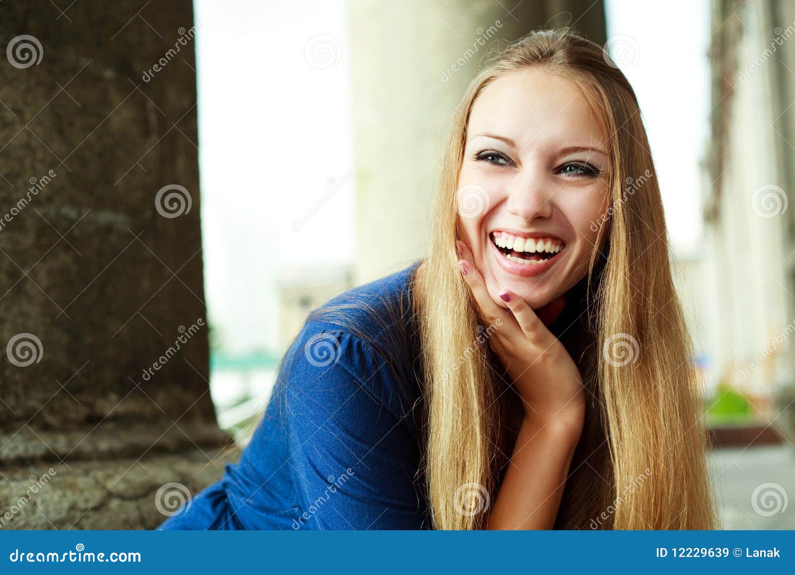 Laughing girl stock image. Image of feminine, hair, stylish - 12229639