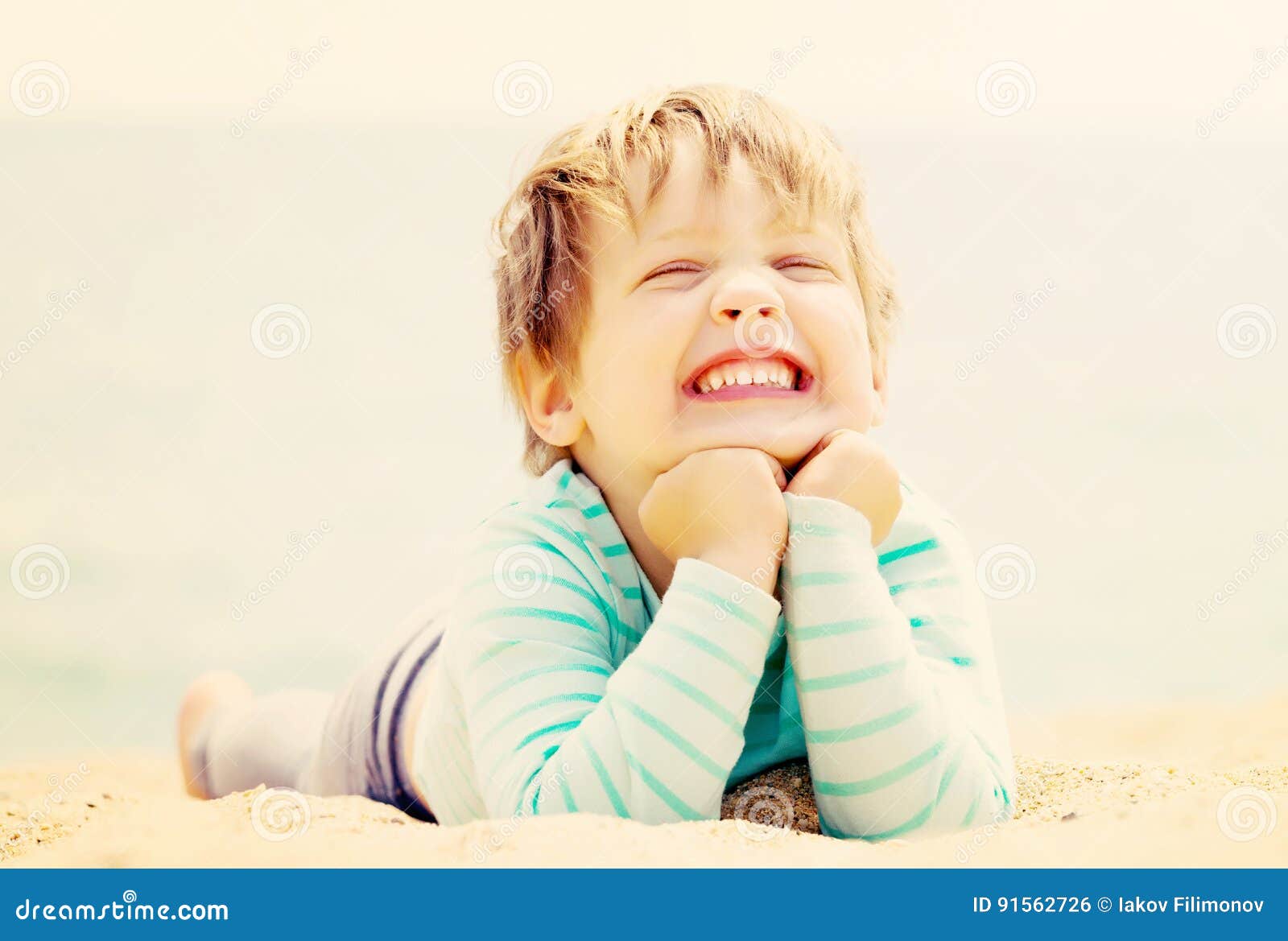 Laughing girl on beach stock photo. Image of summer, childhood - 91562726