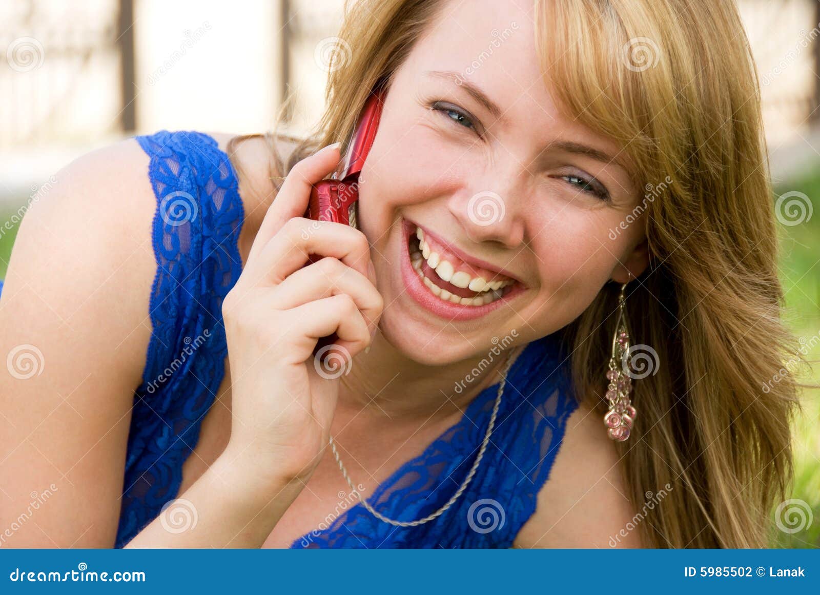 Laughing Girl with a Cell-phone Stock Photo - Image of attractive ...