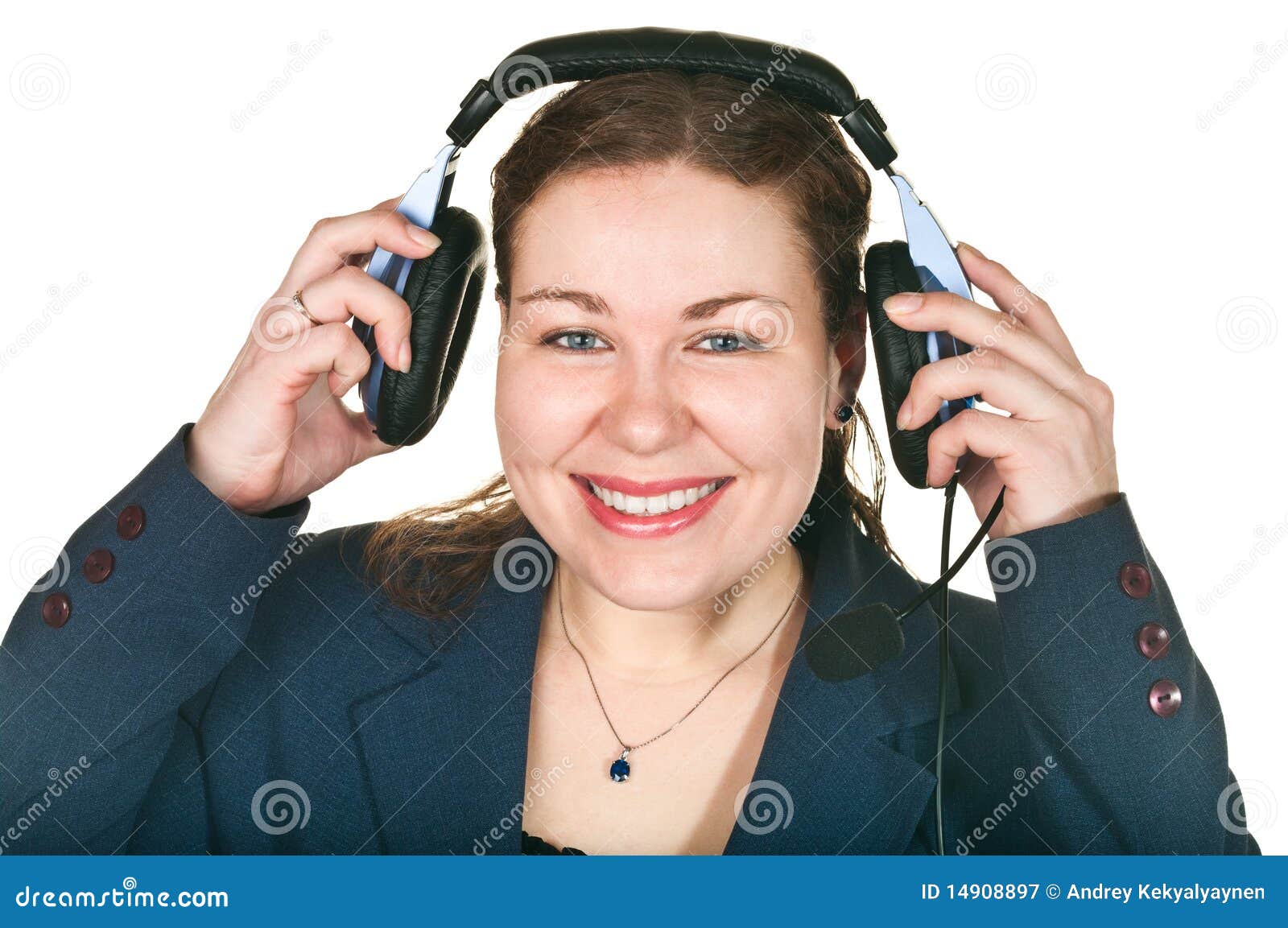 Laughing Happy Operator Young Woman Stock Image - Image of confidence ...