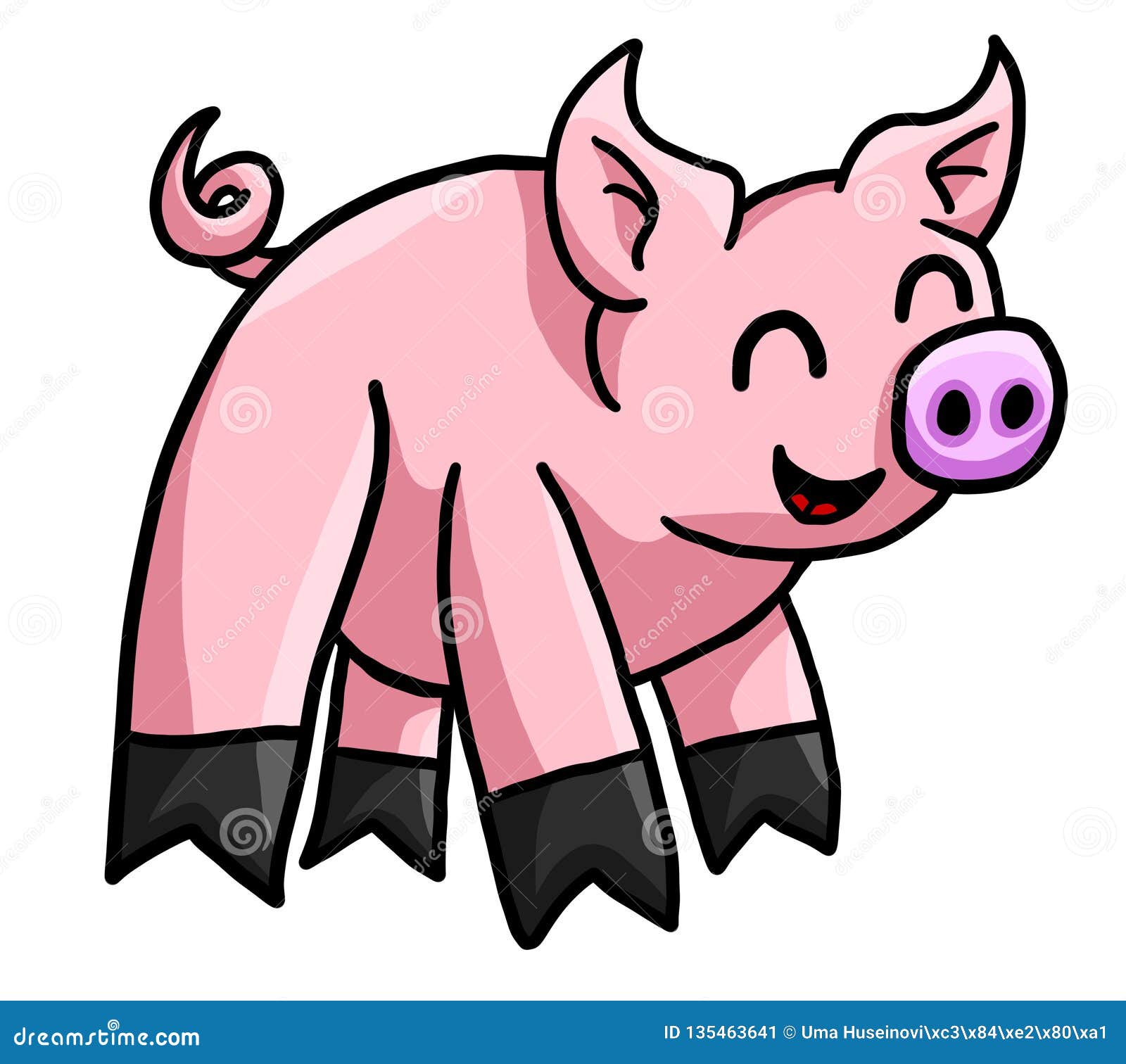 Laughing Happy Pig stock illustration. Illustration of playful - 135463641