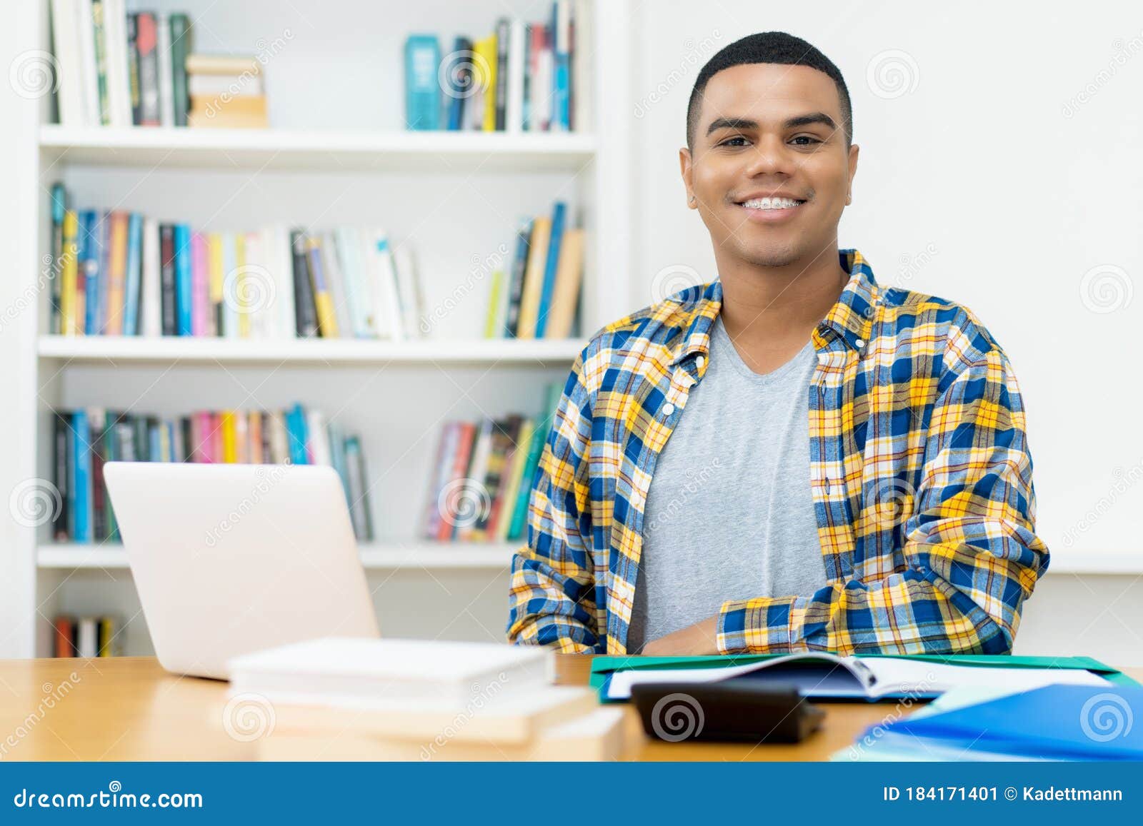 Laughing Hispanic Computer Science Student with Braces Stock Image ...