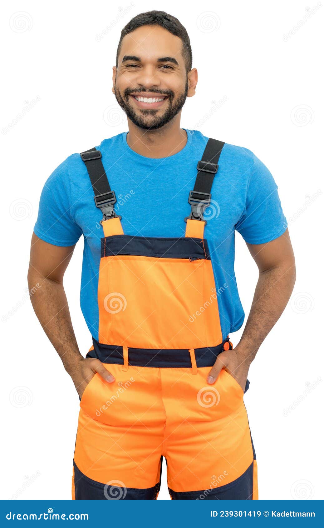 Laughing Hispanic Construction Worker with Orange Protective Gear Stock ...