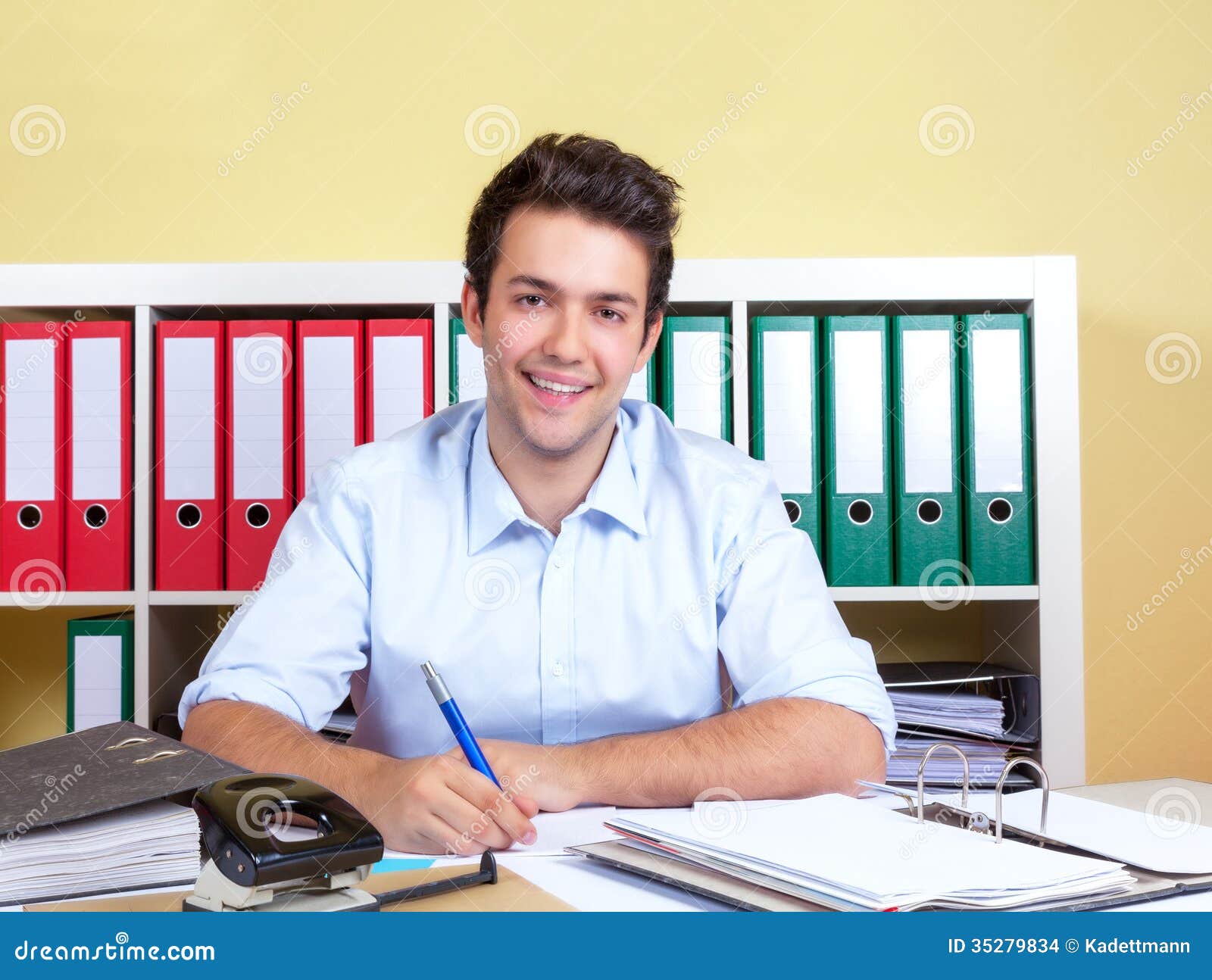 Laughing Hispanic Guy At His Office Stock Photo - Image: 35279834