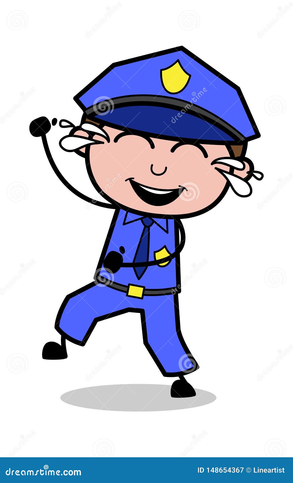Laughing on Joke - Retro Cop Policeman Vector Illustration Stock ...