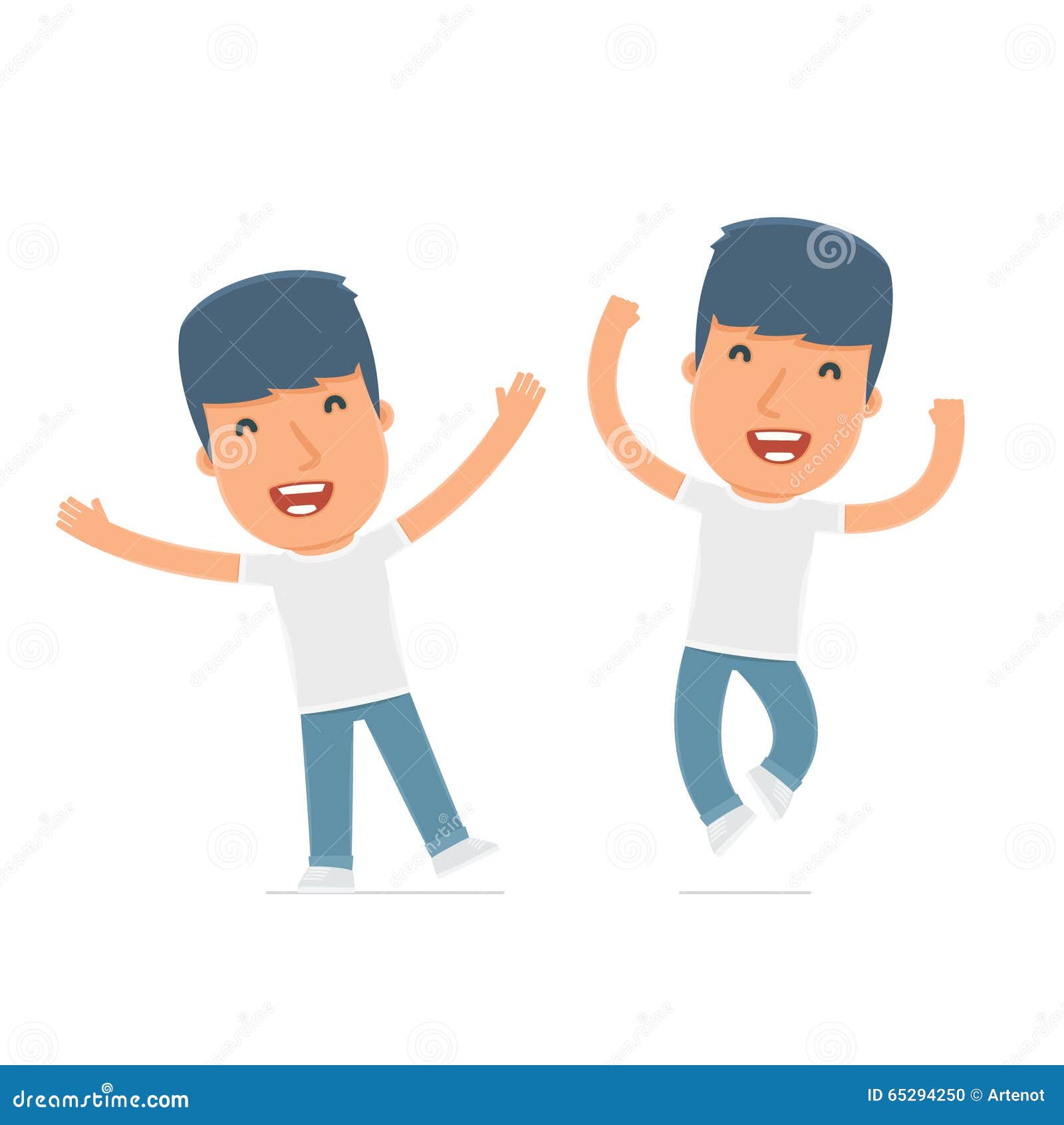 Laughing and Joyful Character Activist Celebrates and Jumps Stock ...