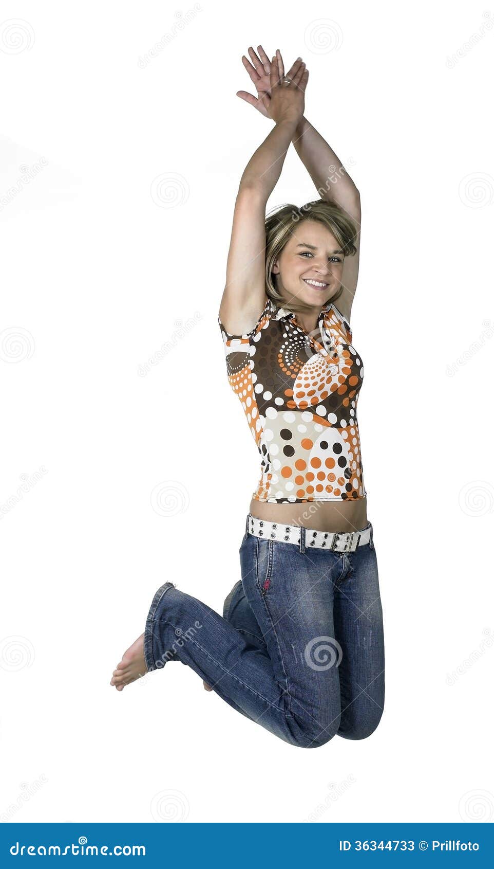 Laughing and Jumping Cute Girl Stock Image - Image of exemplify ...