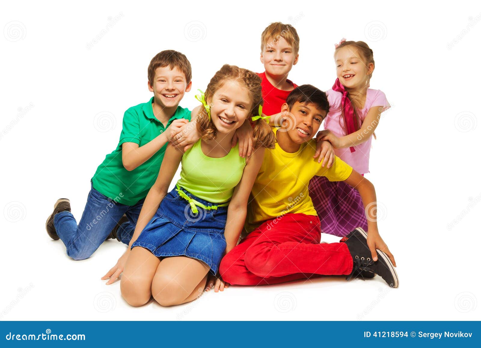 Laughing Kids Sitting on the Floor Together Stock Photo - Image of ...