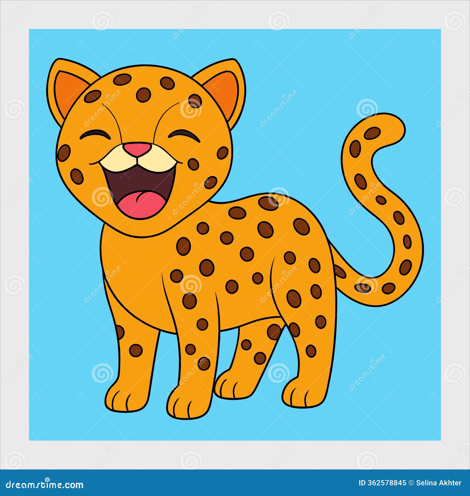 A Laughing Leopard Vector Illustration. Stock Illustration - Illustration of animal, mammal ...