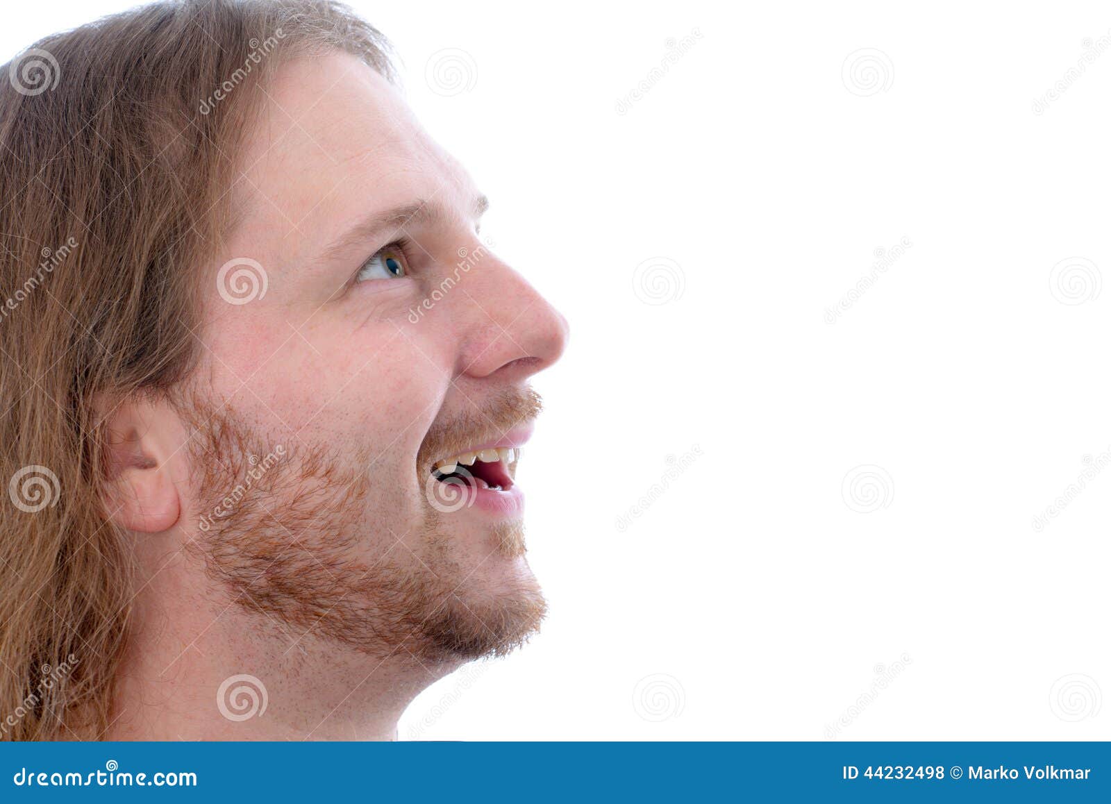 Laughing Long Haired Man in Profile Stock Photo - Image of moderne ...