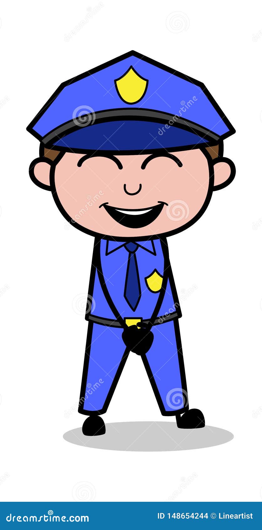 Laughing Loudly - Retro Cop Policeman Vector Illustration Stock ...