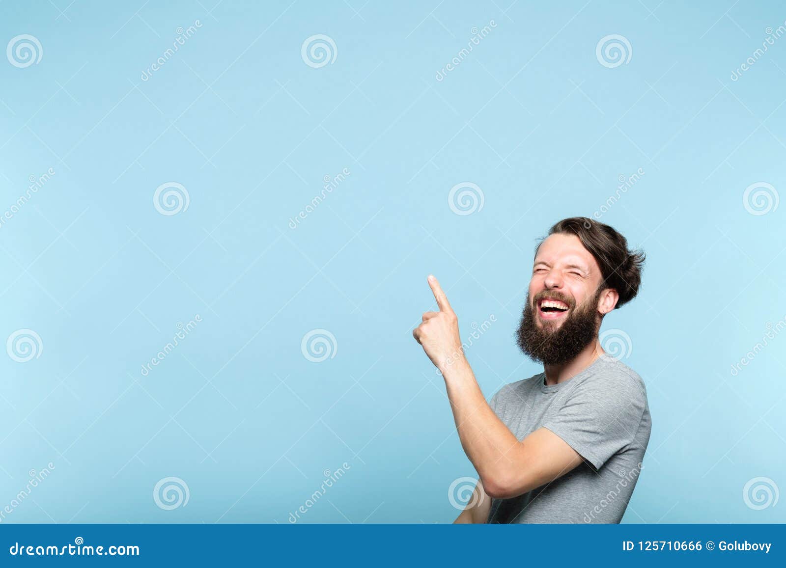 Laughing Man Point Advertising Bearded Hipster Stock Photo - Image of ...