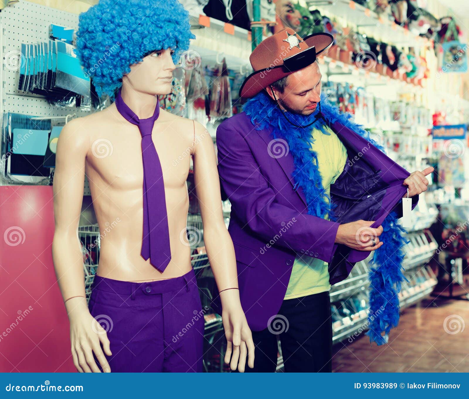 Laughing Man is Staying with Comically Dressed Dummy Stock Image ...