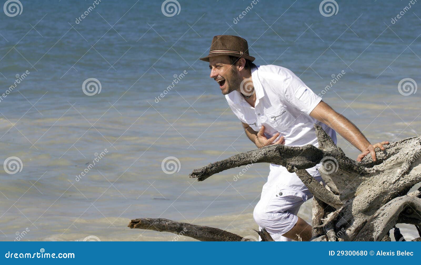 Laughing man in vacation stock photo. Image of nature - 29300680